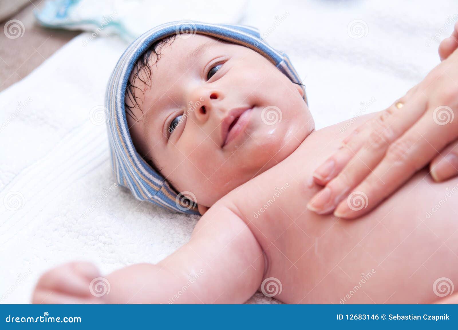 Baby after bath stock photo. Image of clean, smile, apply - 12683146