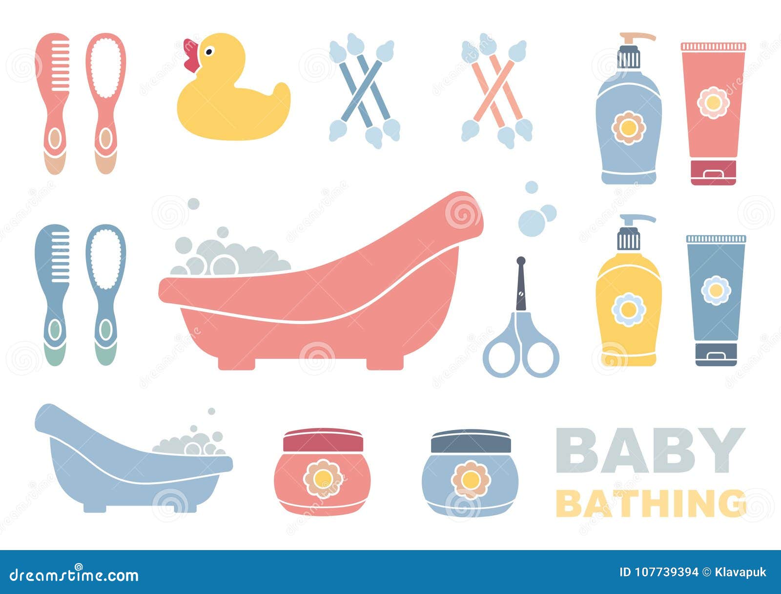 Baby Bathing and Care Icons Stock Vector - Illustration of child ...