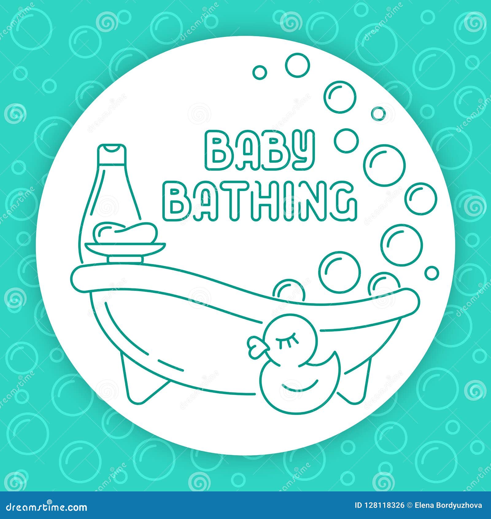 Baby bathing sticker stock vector. Illustration of isolated - 128118326