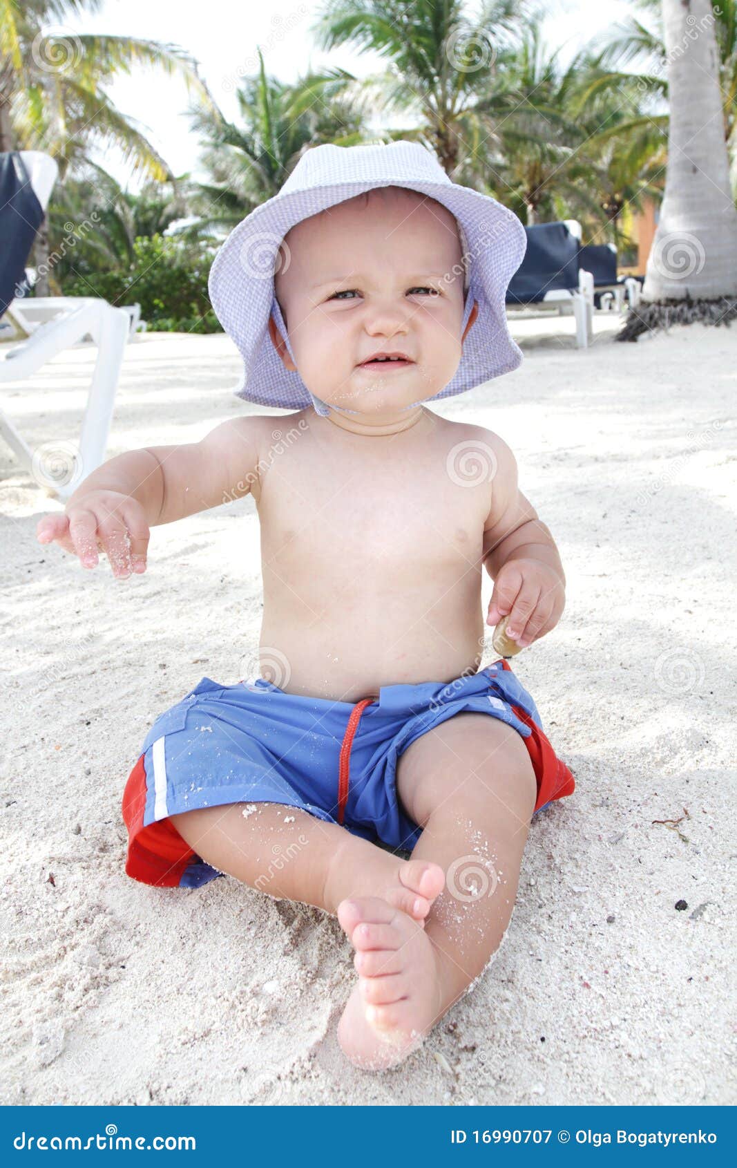 Baby on Beach stock image. Image of child, palm, toddler - 16990707
