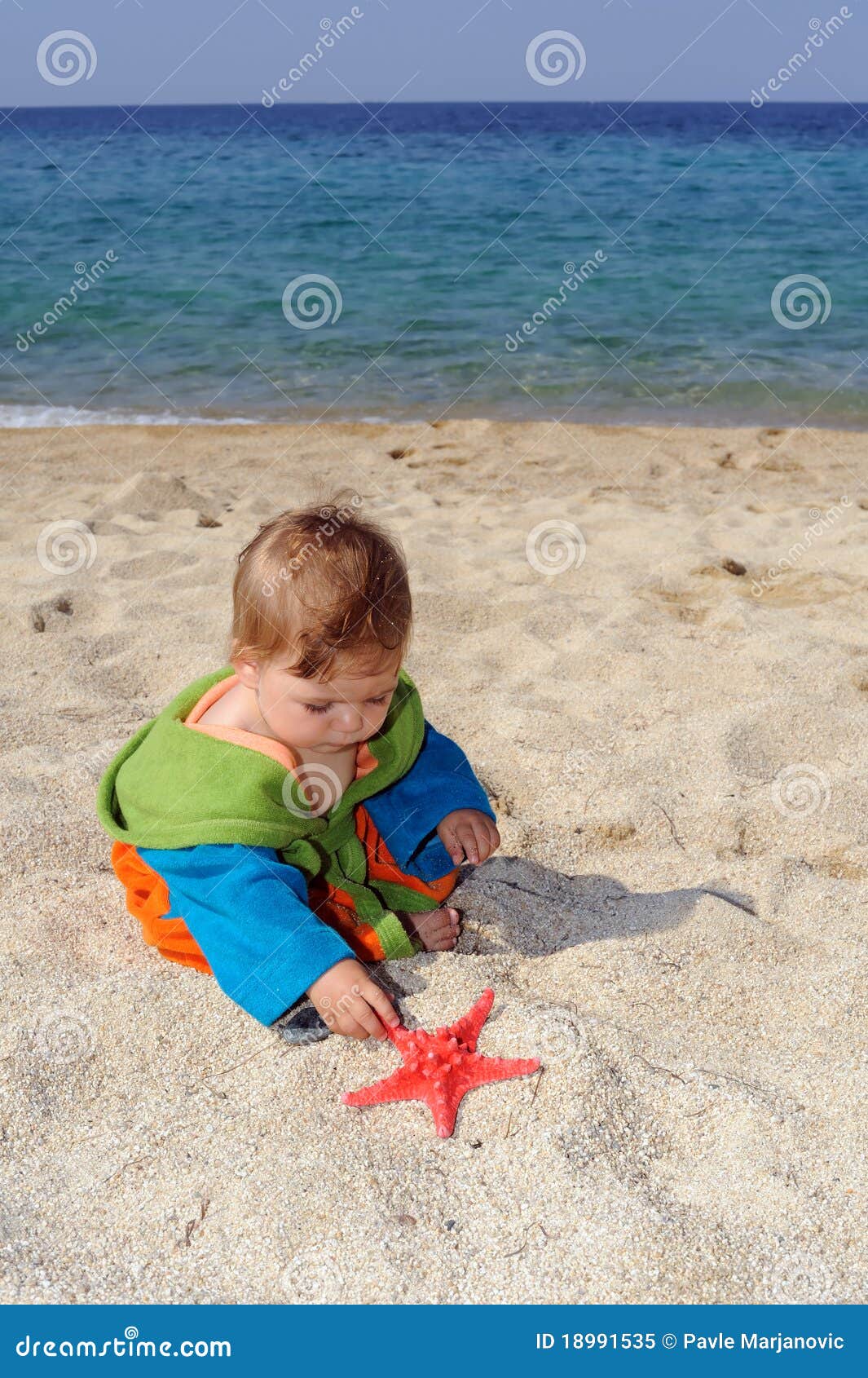 Baby on beach stock image. Image of halkidiki, cute, sithonia - 18991535