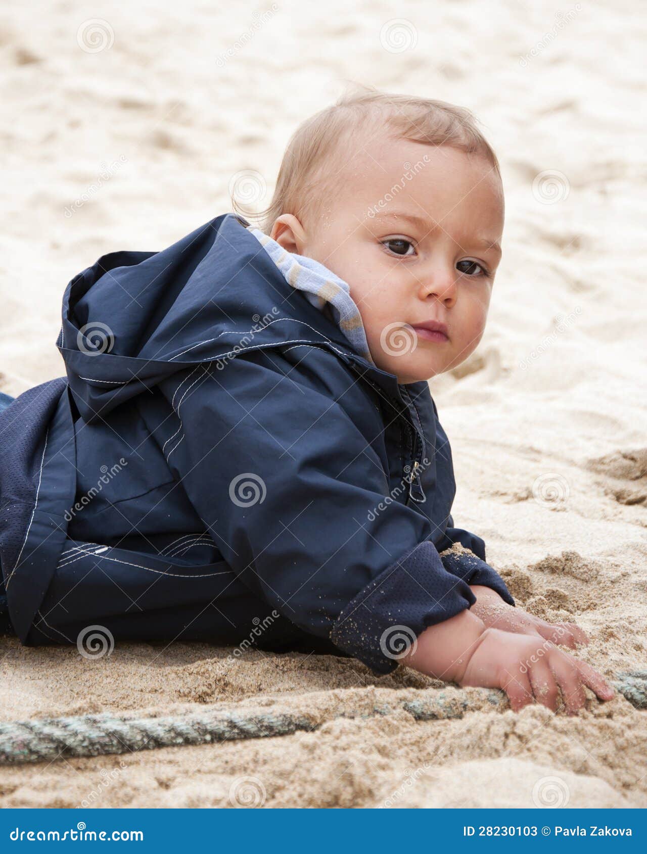 Baby on beach stock image. Image of play, holiday, crawl - 28230103