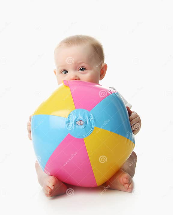 Baby with beach ball stock image. Image of happy, happiness - 19555979