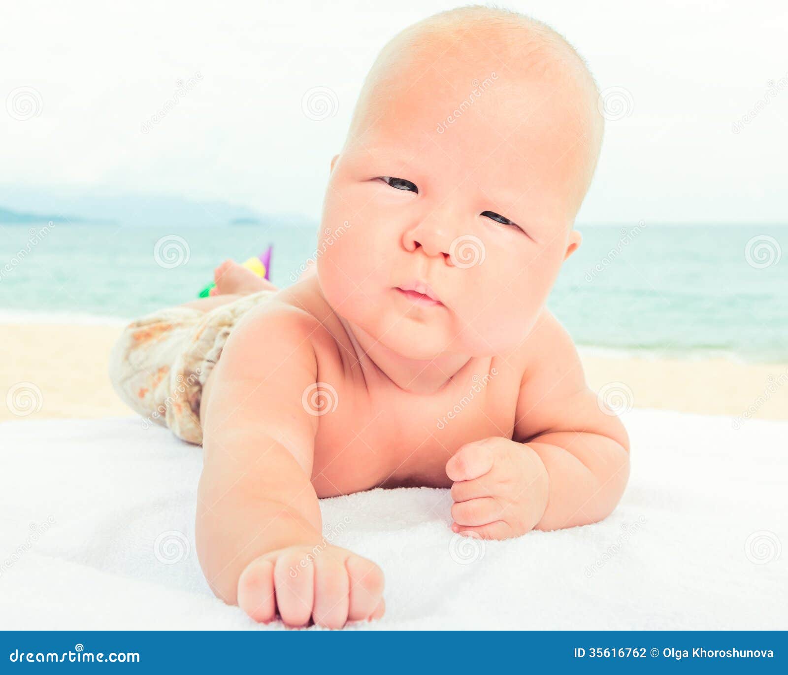 Baby on the beach stock photo. Image of caucasian, happy - 35616762