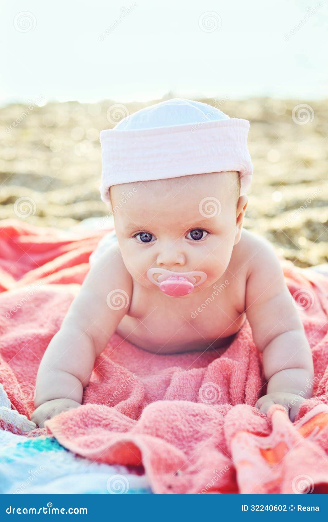 Baby on the beach stock photo. Image of innocence, closeup - 32240602