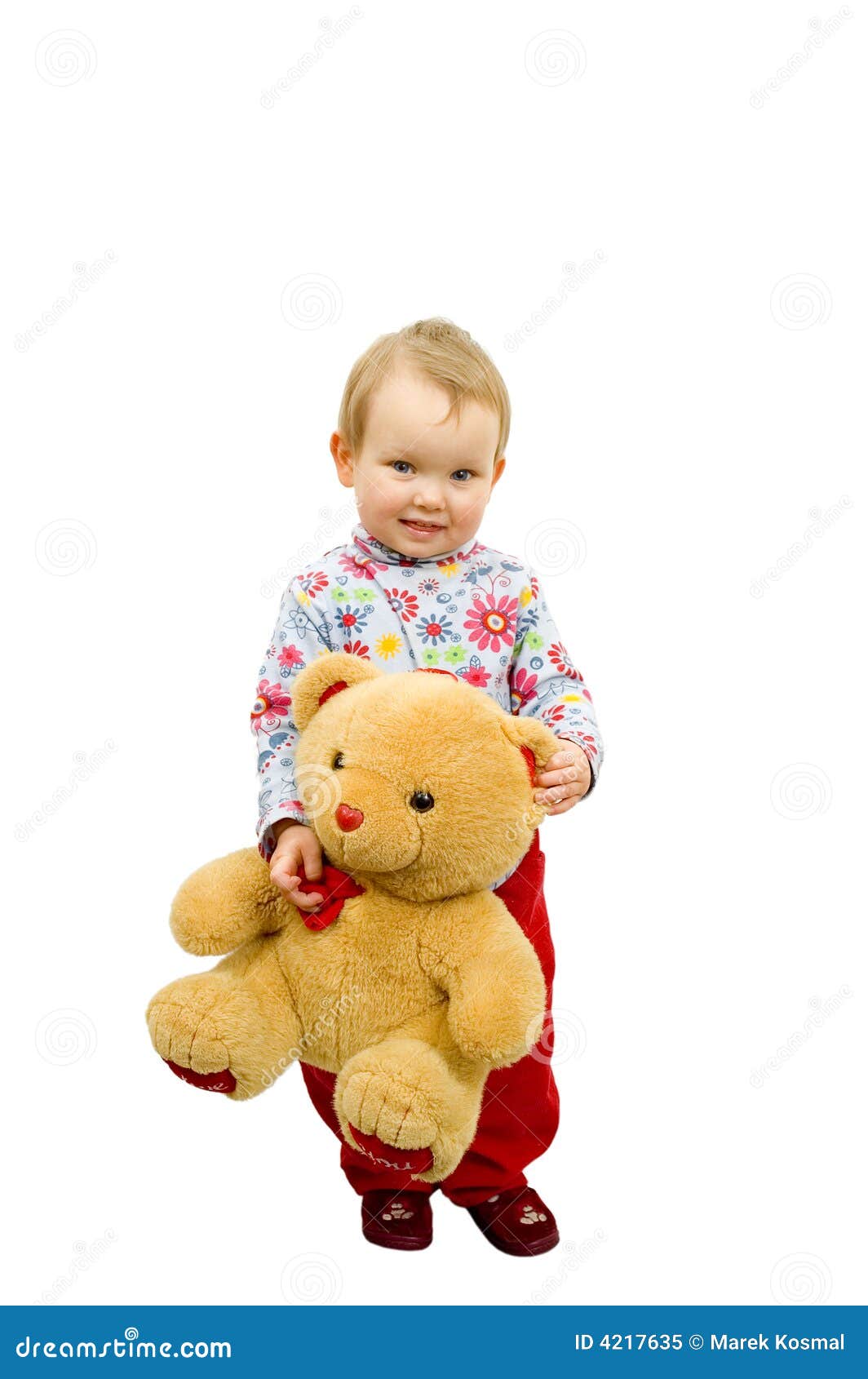 Baby with bear stock image. Image of isolated, child, playful - 4217635