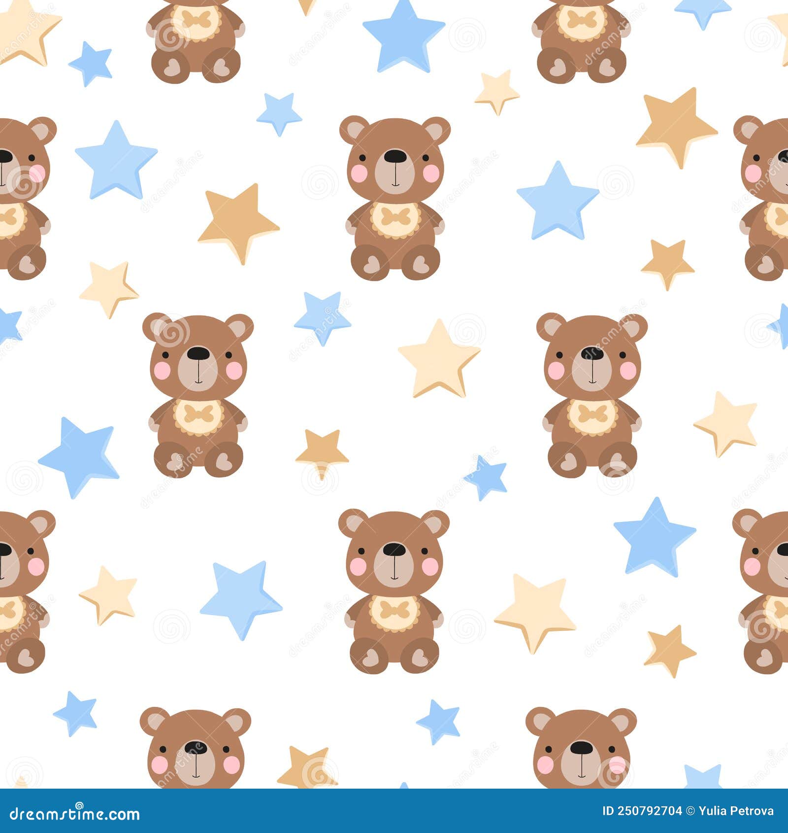 Baby Bear Vector Seamless Pattern Stock Vector - Illustration of ...