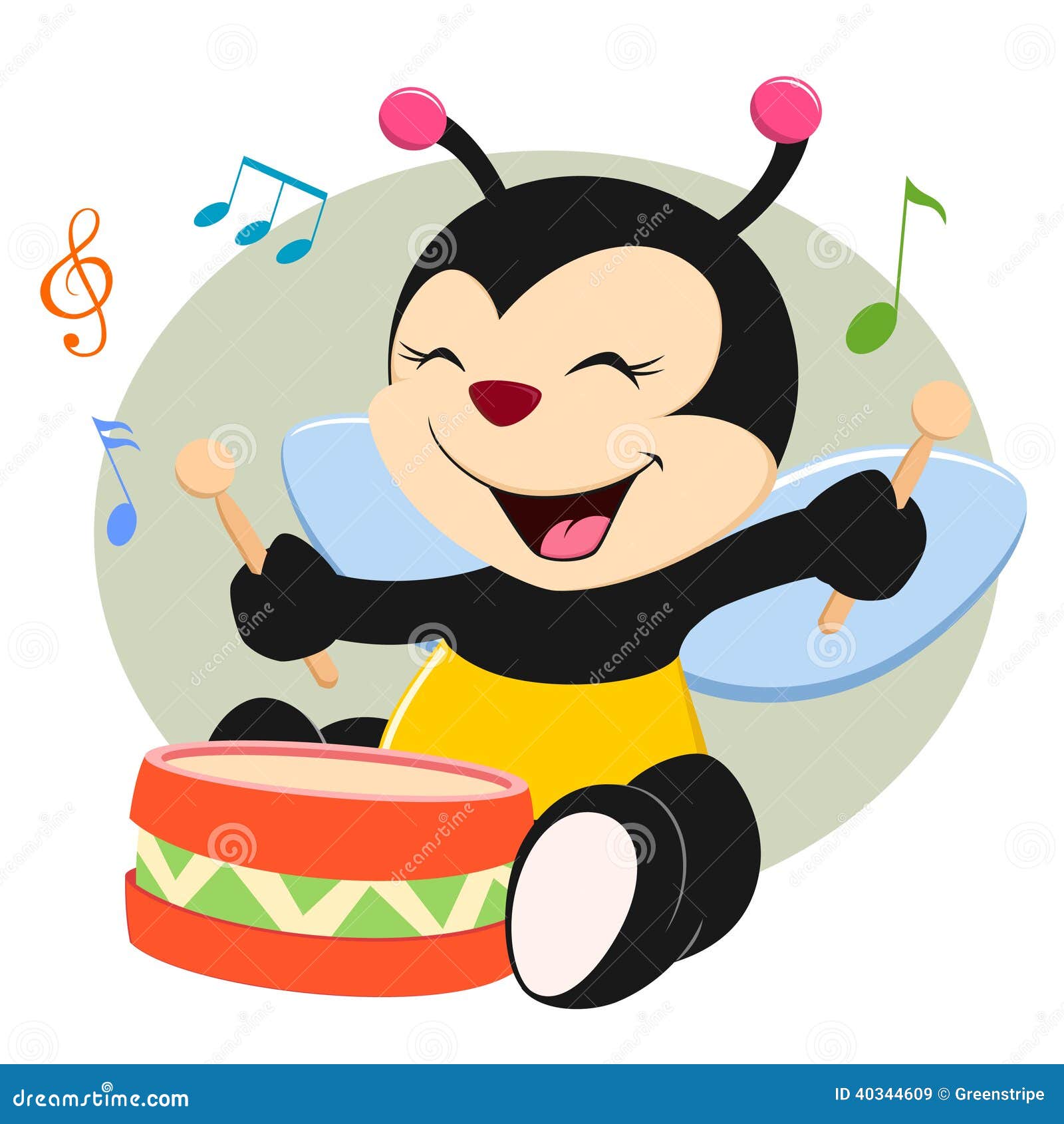 Baby Bee Playing Drum stock vector. Illustration of animal - 40344609