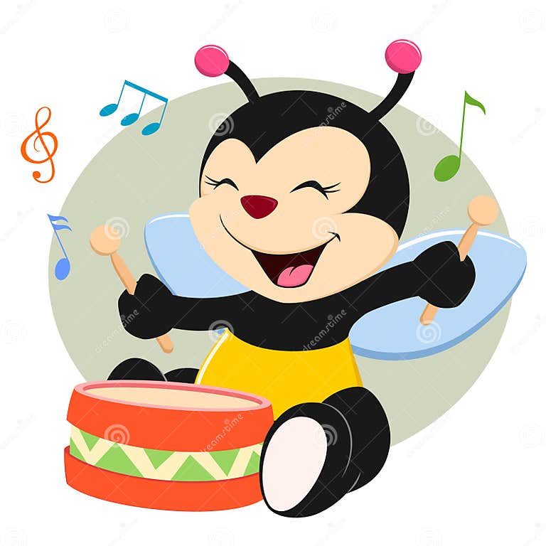 Baby Bee Playing Drum stock vector. Illustration of animal - 40344609