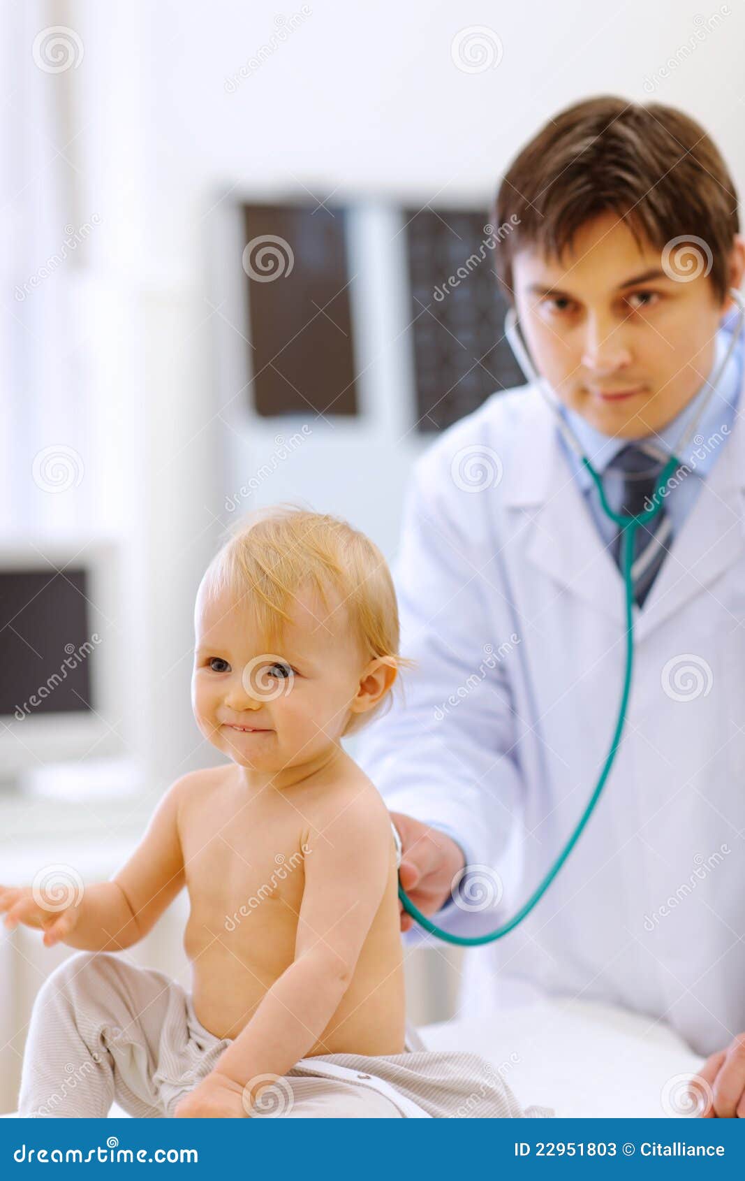 Baby Being Checked by a Doctor Using a Stethoscope Stock Image - Image ...