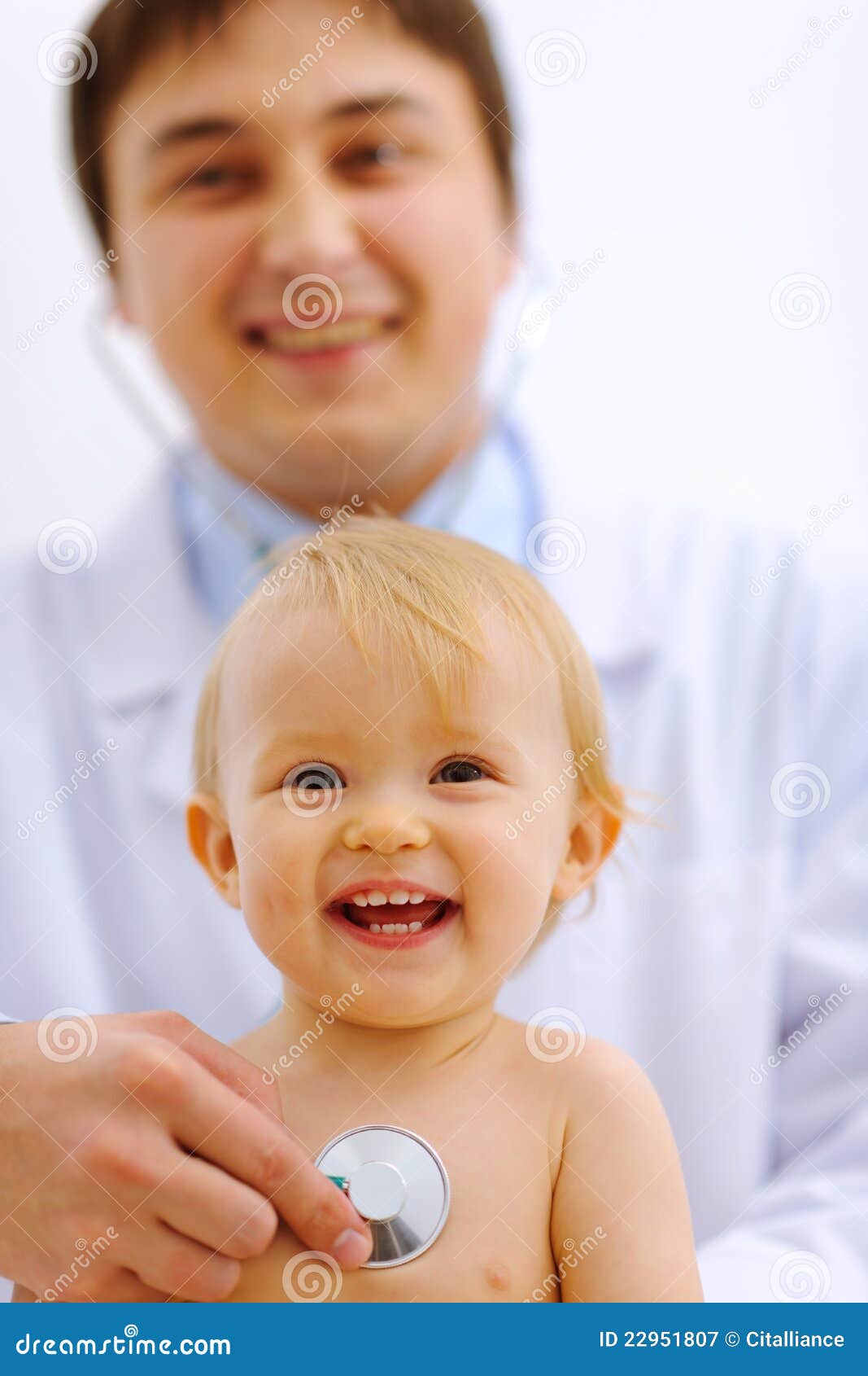 Baby Being Checked by Doctor Using Stethoscope Stock Image - Image of ...