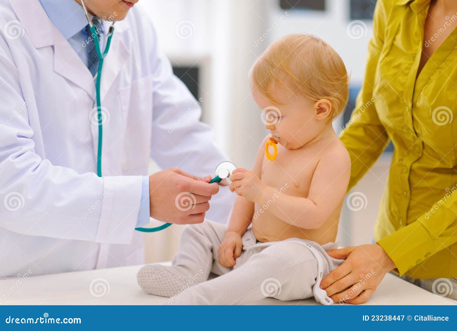 Baby Being Checked by Doctor Using Stethoscope Stock Image - Image of ...