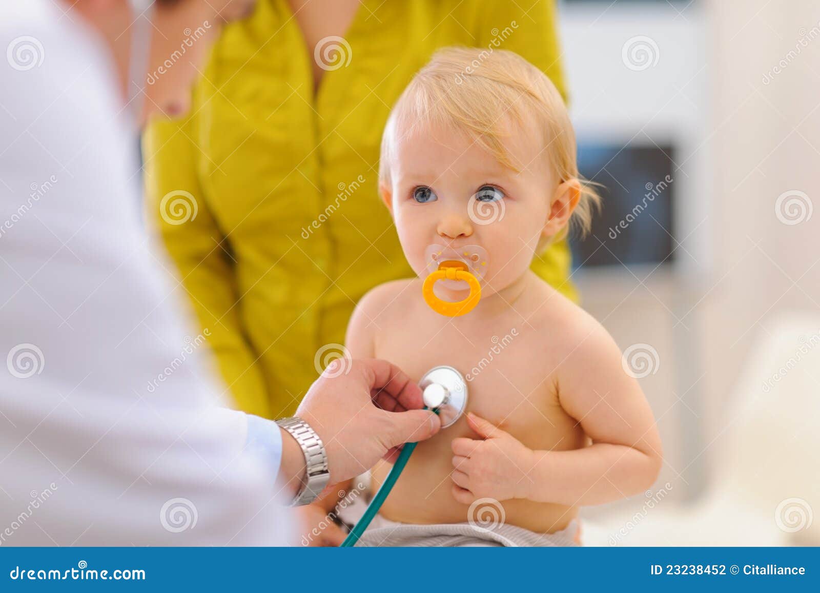 Baby Being Checked by Doctor Using Stethoscope Stock Photo - Image of ...