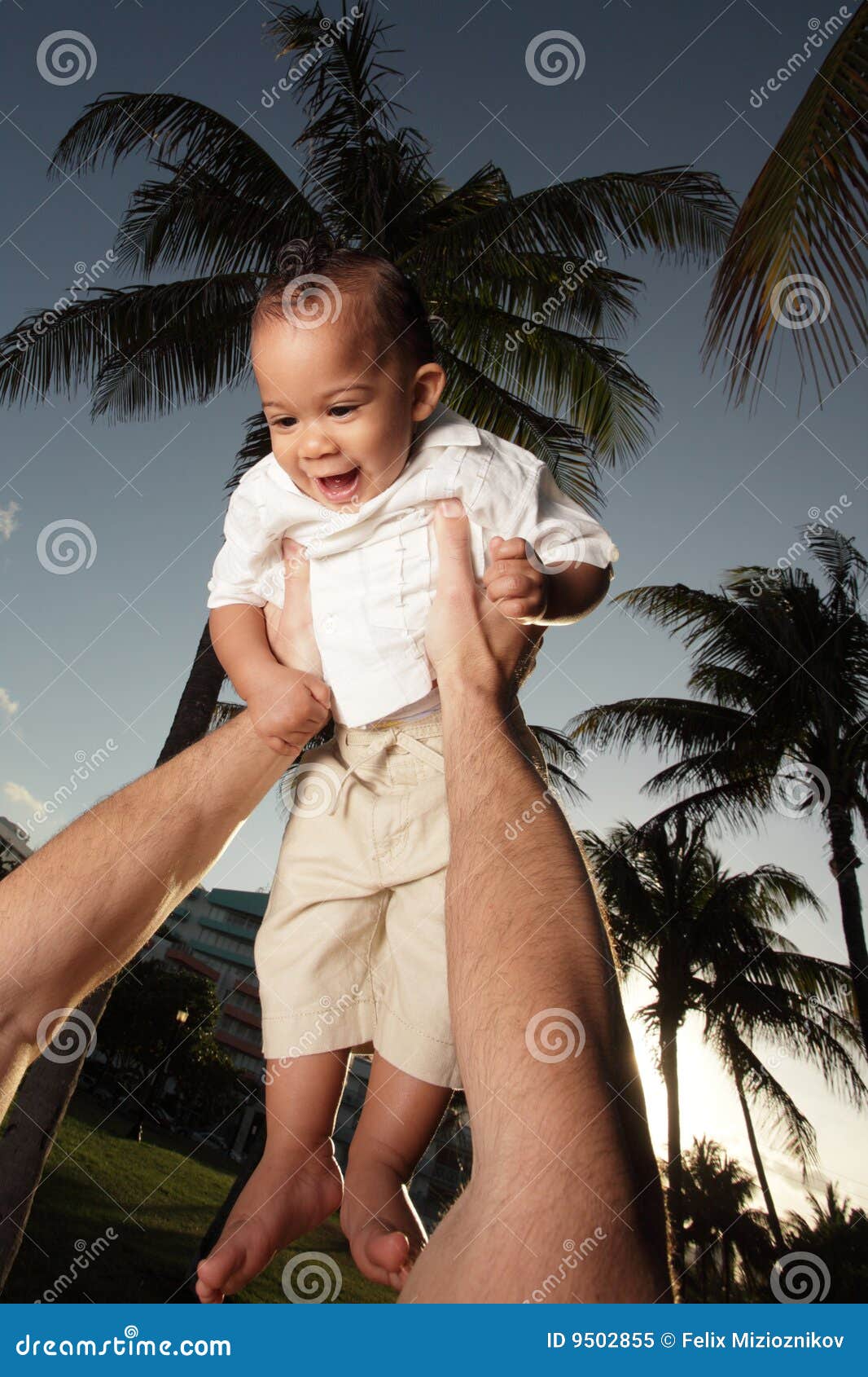Baby being held up stock image. Image of pleased, adorable - 9502855