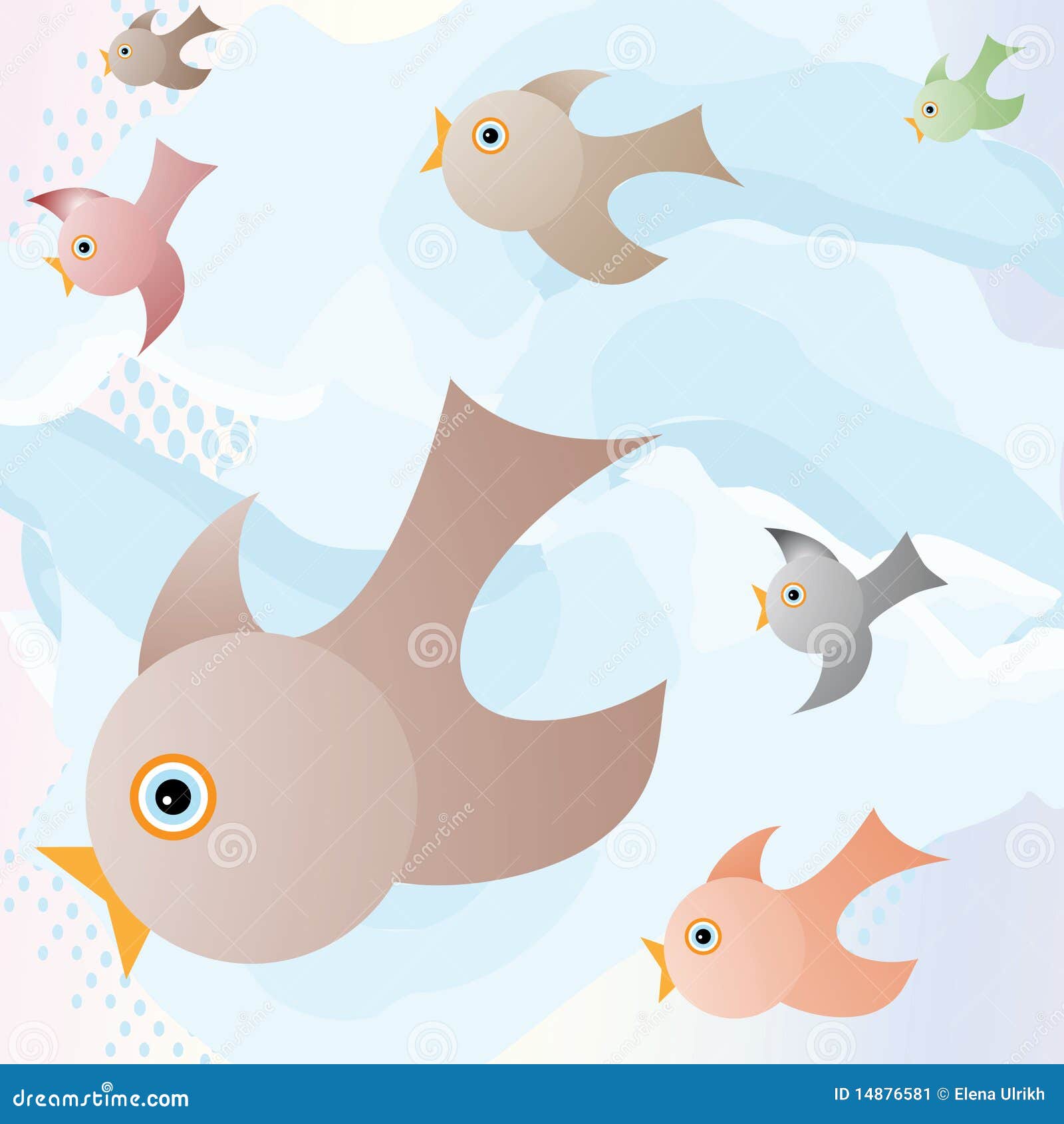 Baby birds learn to fly stock vector. Illustration of life - 14876581