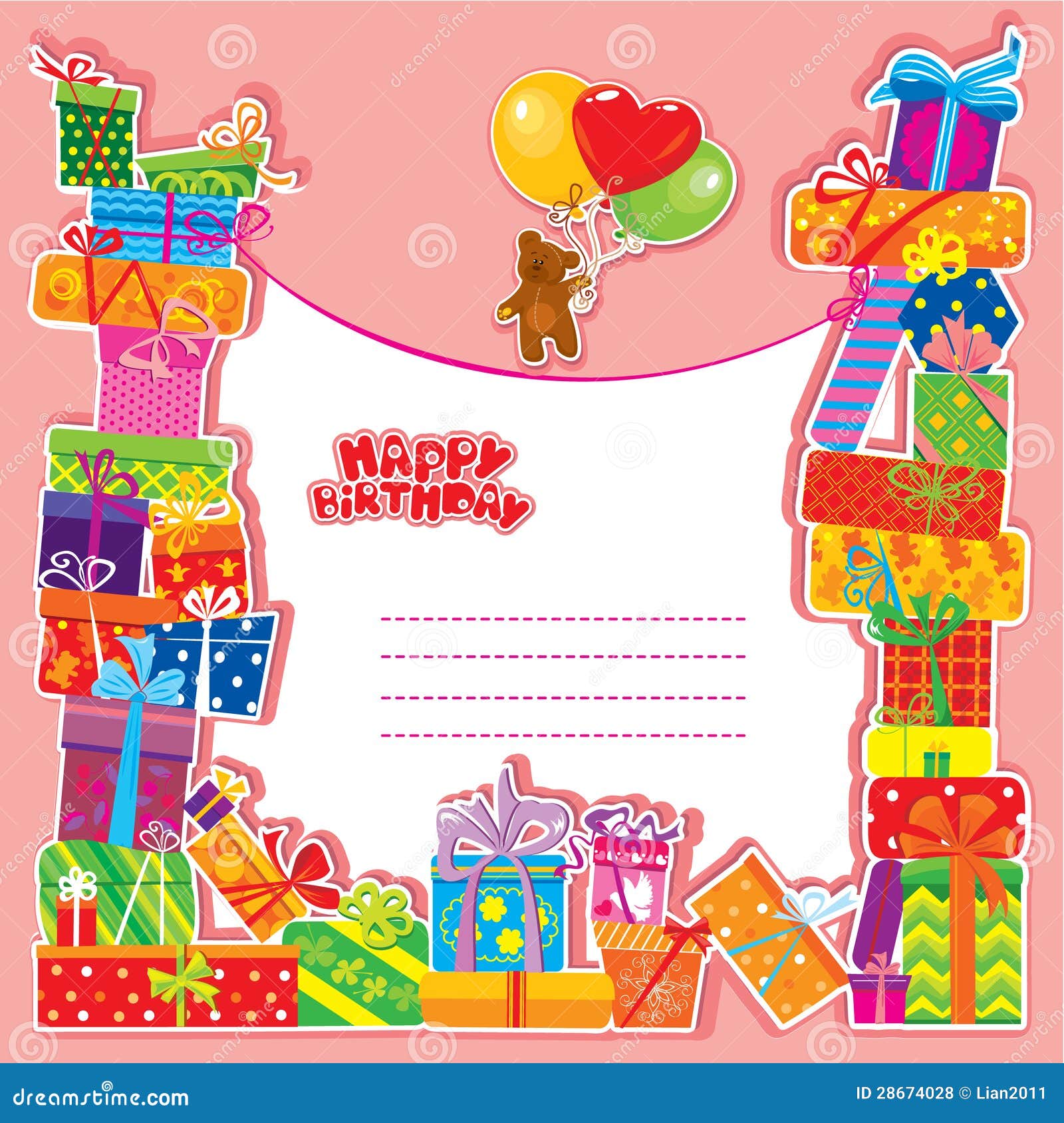 Baby Birthday Card With Teddy Bear Vector Illustration | CartoonDealer ...