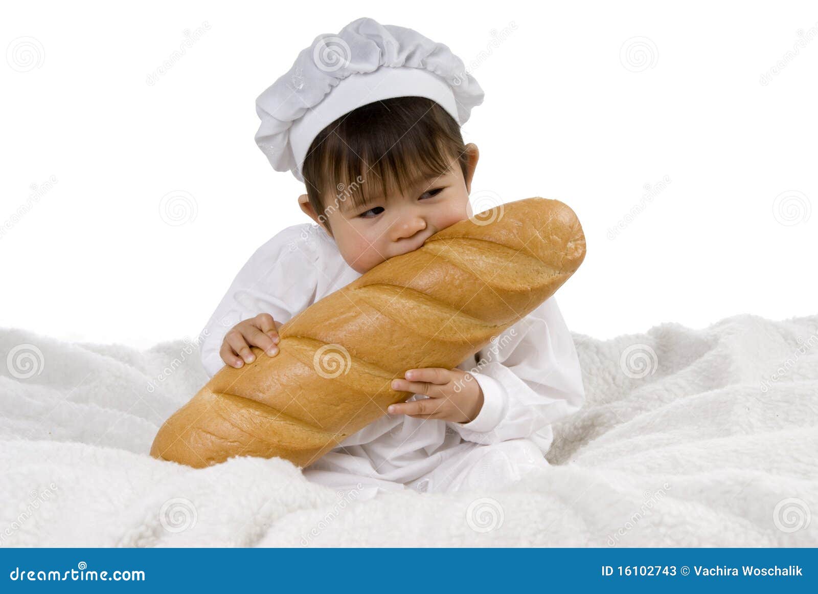 Baby biting baguette stock image. Image of cute, healthy - 16102743