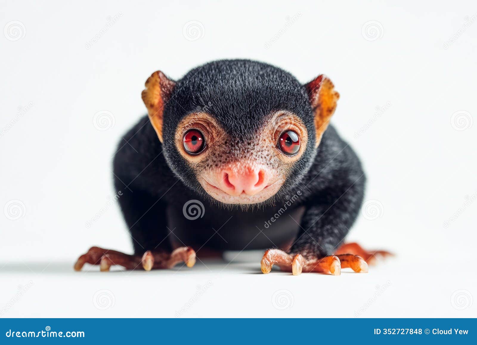A Baby Black and White Monkey with Red Eyes Stock Illustration ...
