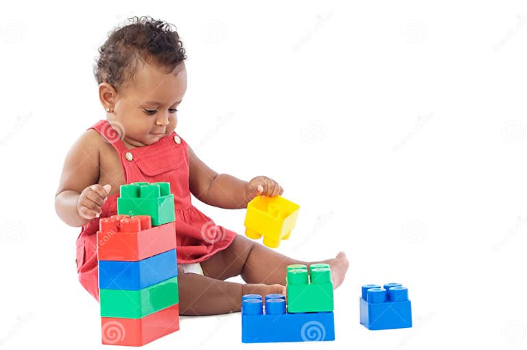 Baby with blocks stock image. Image of child, baby, black - 3471447