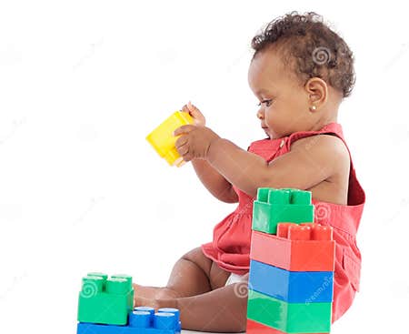 Baby with blocks stock image. Image of girl, colourful - 3845947