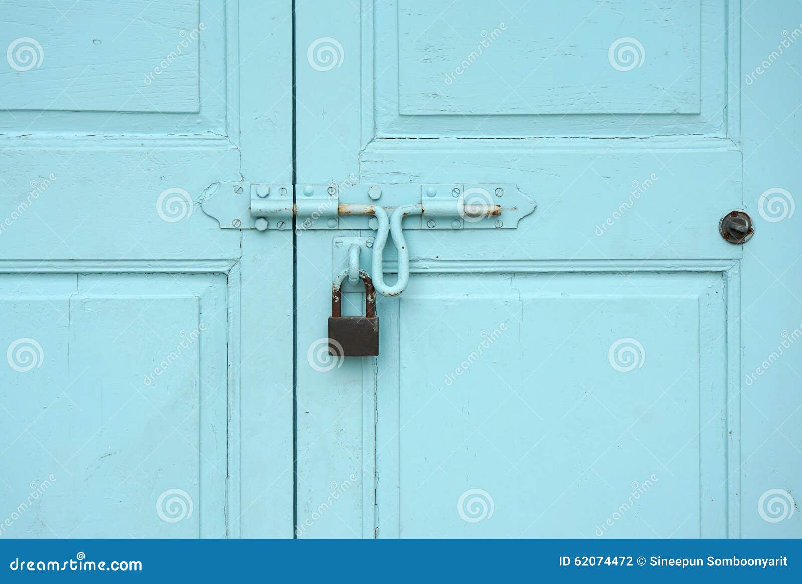Baby Blue Color Timber Door Stock Photo - Image of elevation, rustic ...