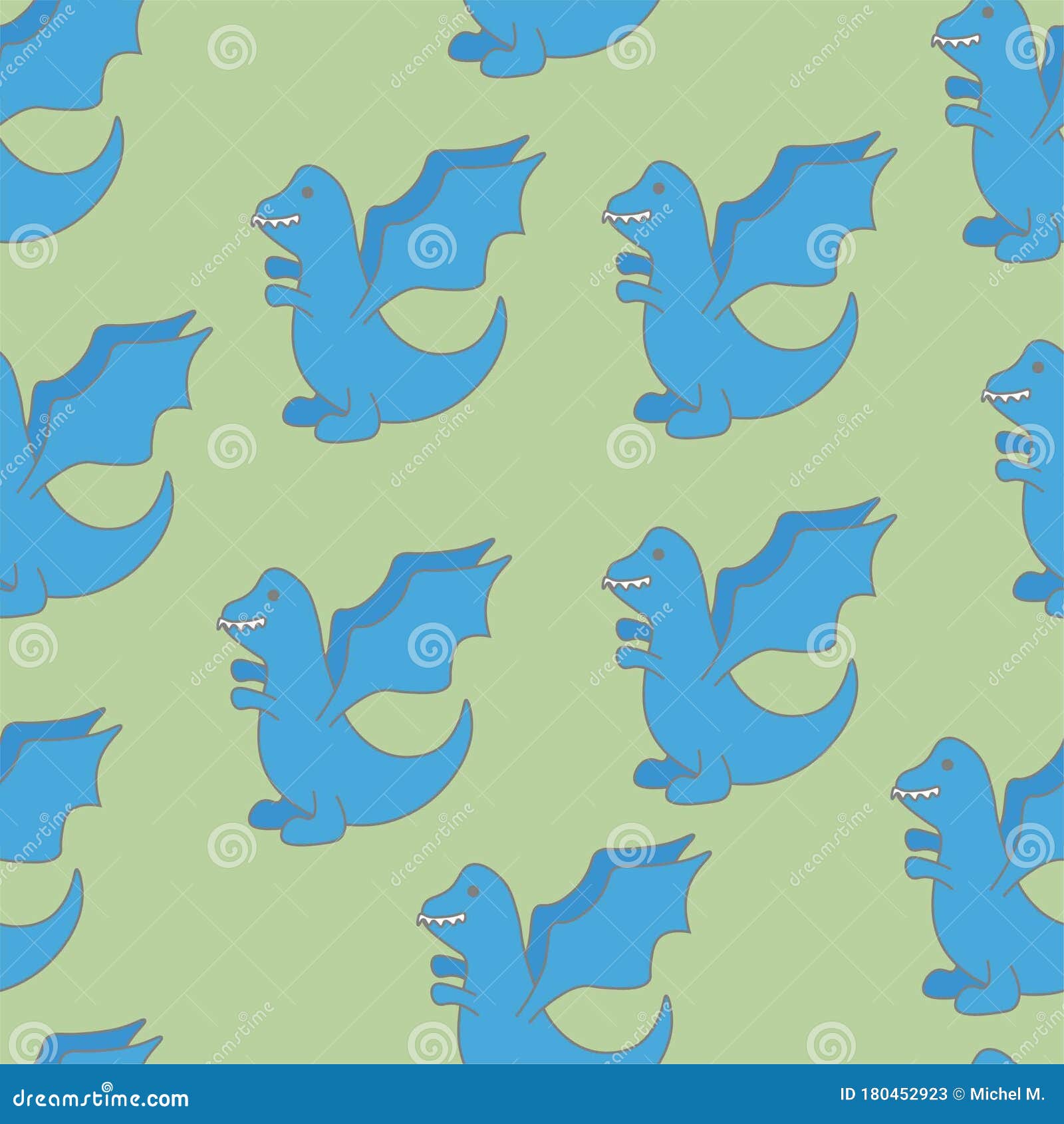 Baby Blue Dragon Pattern Seamless Stock Illustration - Illustration of ...