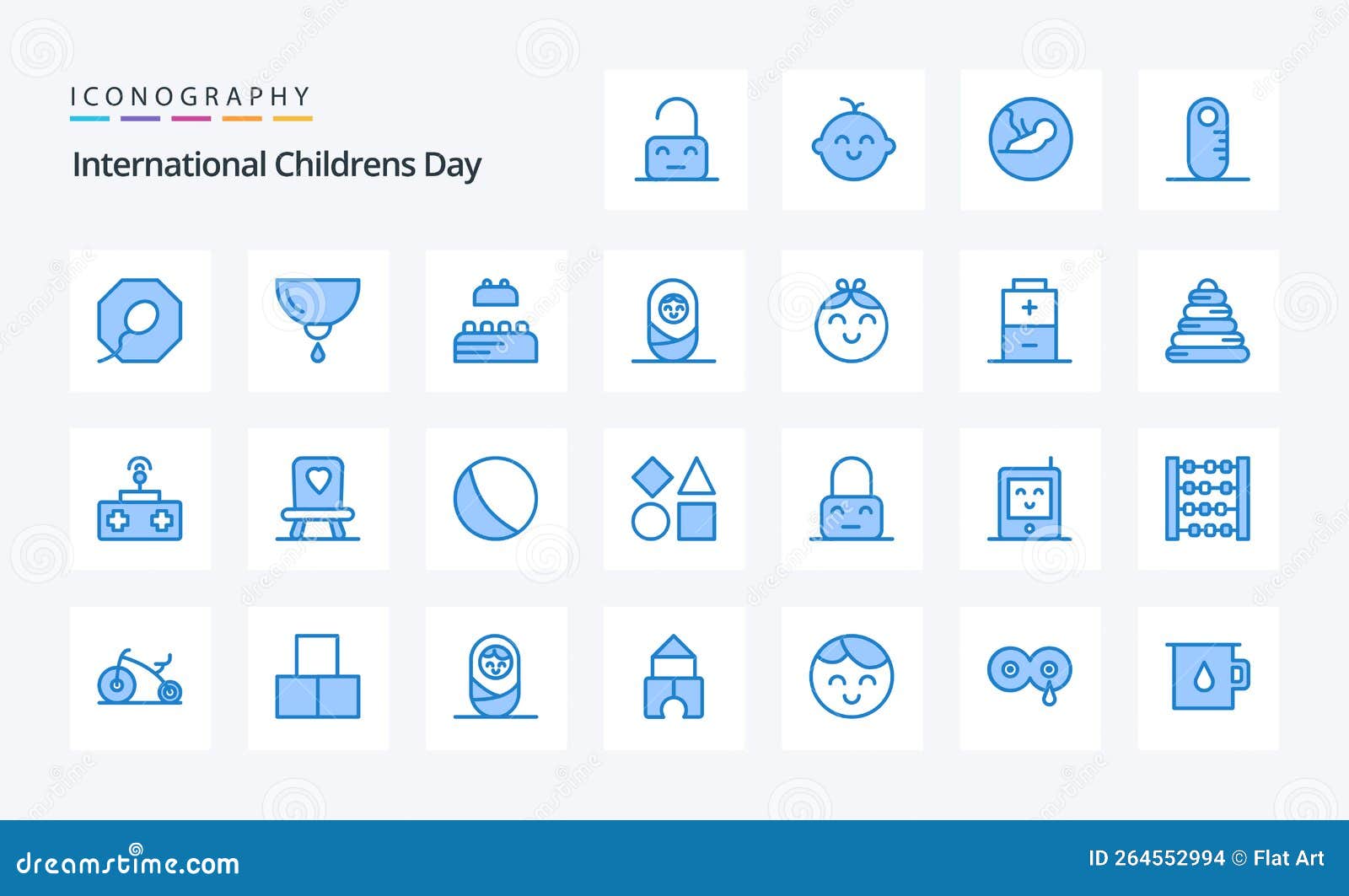 25 Baby Blue icon pack stock vector. Illustration of shapes - 264552994