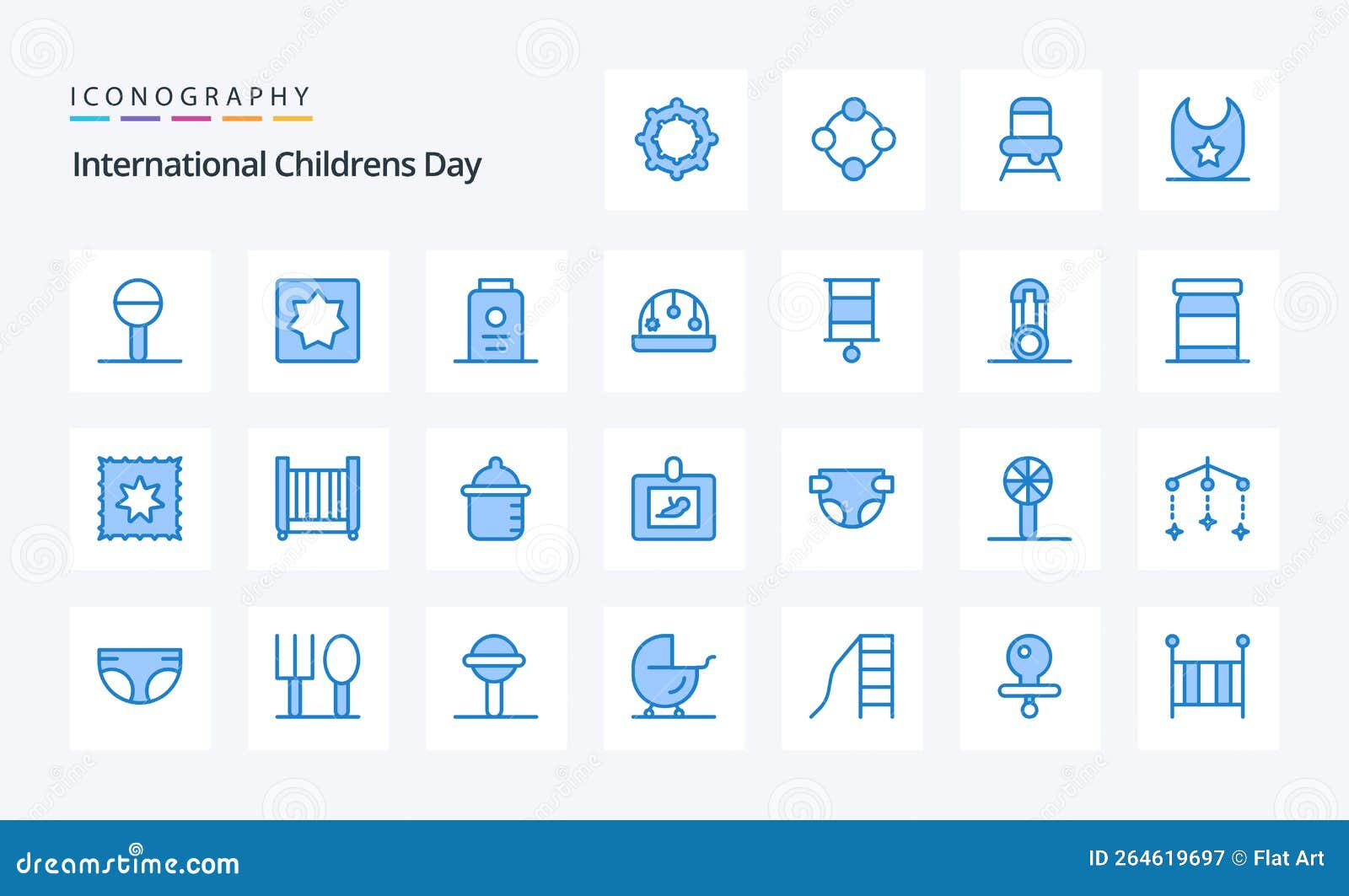 25 Baby Blue icon pack stock vector. Illustration of bottle - 264619697