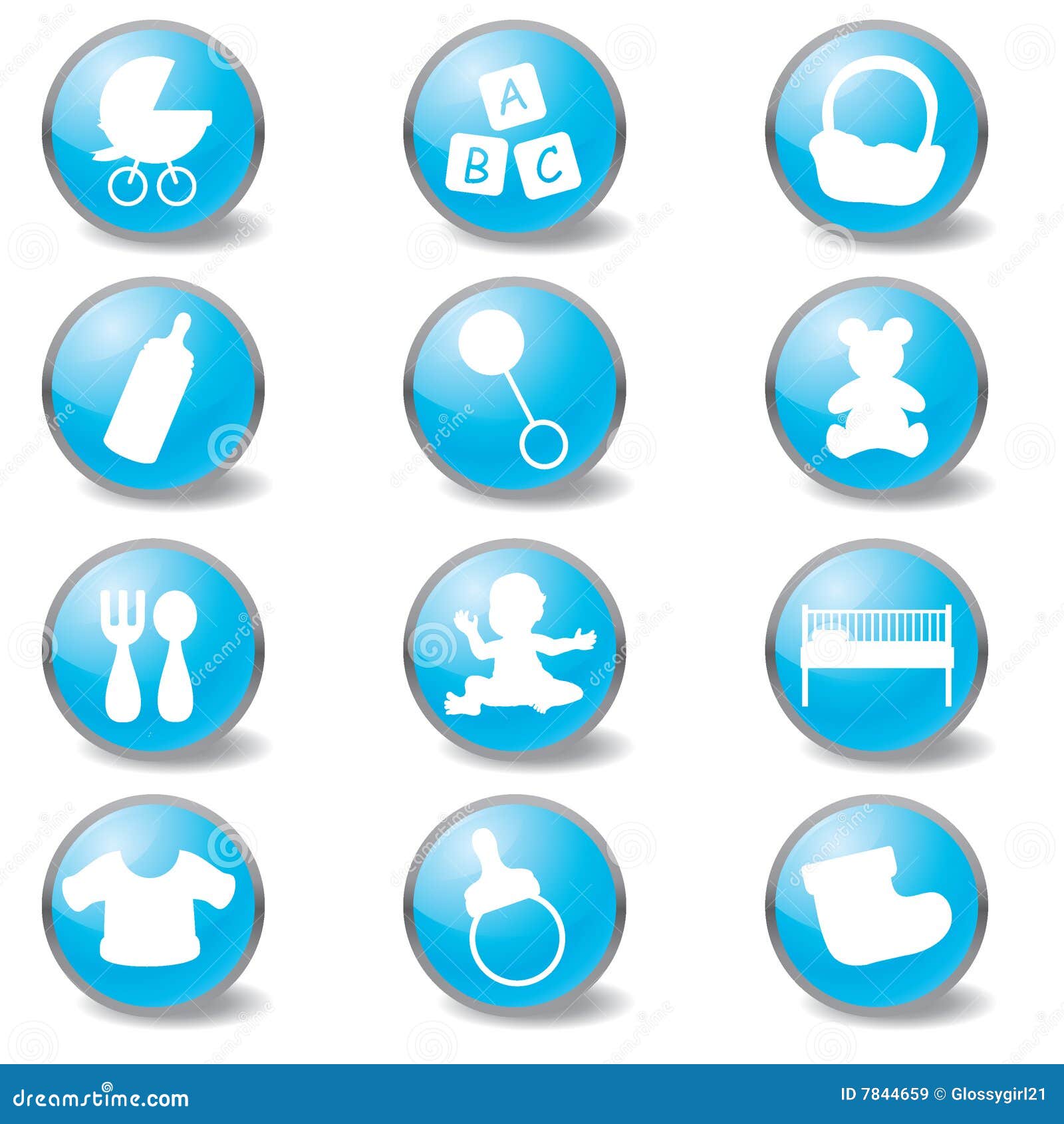 Baby blue icons stock vector. Illustration of clothes - 7844659