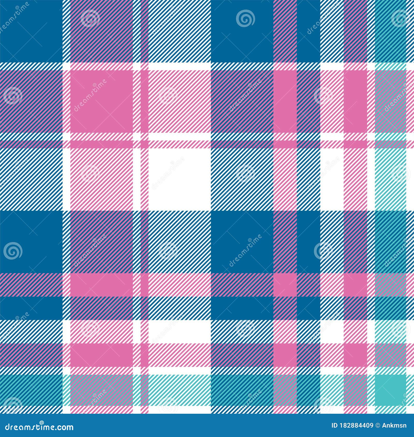 Baby Blue Pink Pastel Color Plaid Seamless Pattern. Vector Illustration ...