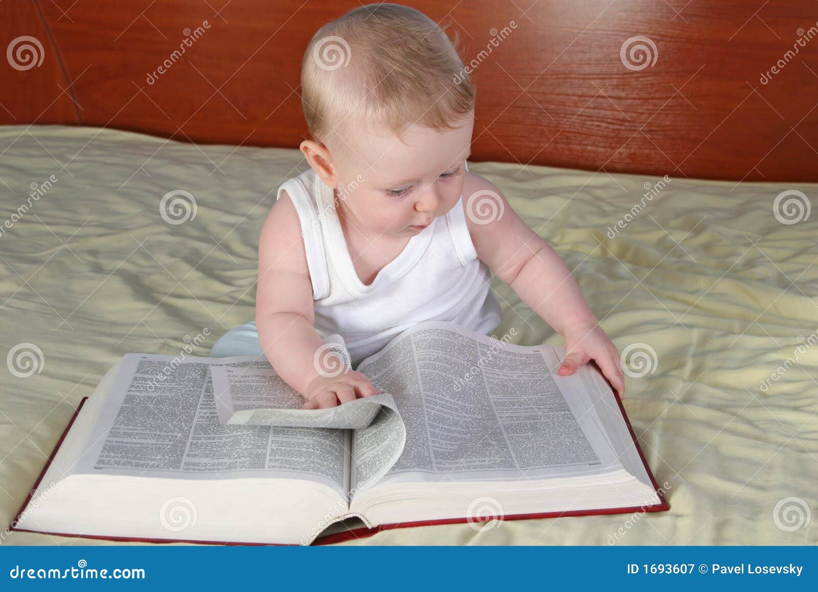 Baby with book stock image. Image of copy, cute, library - 1693607
