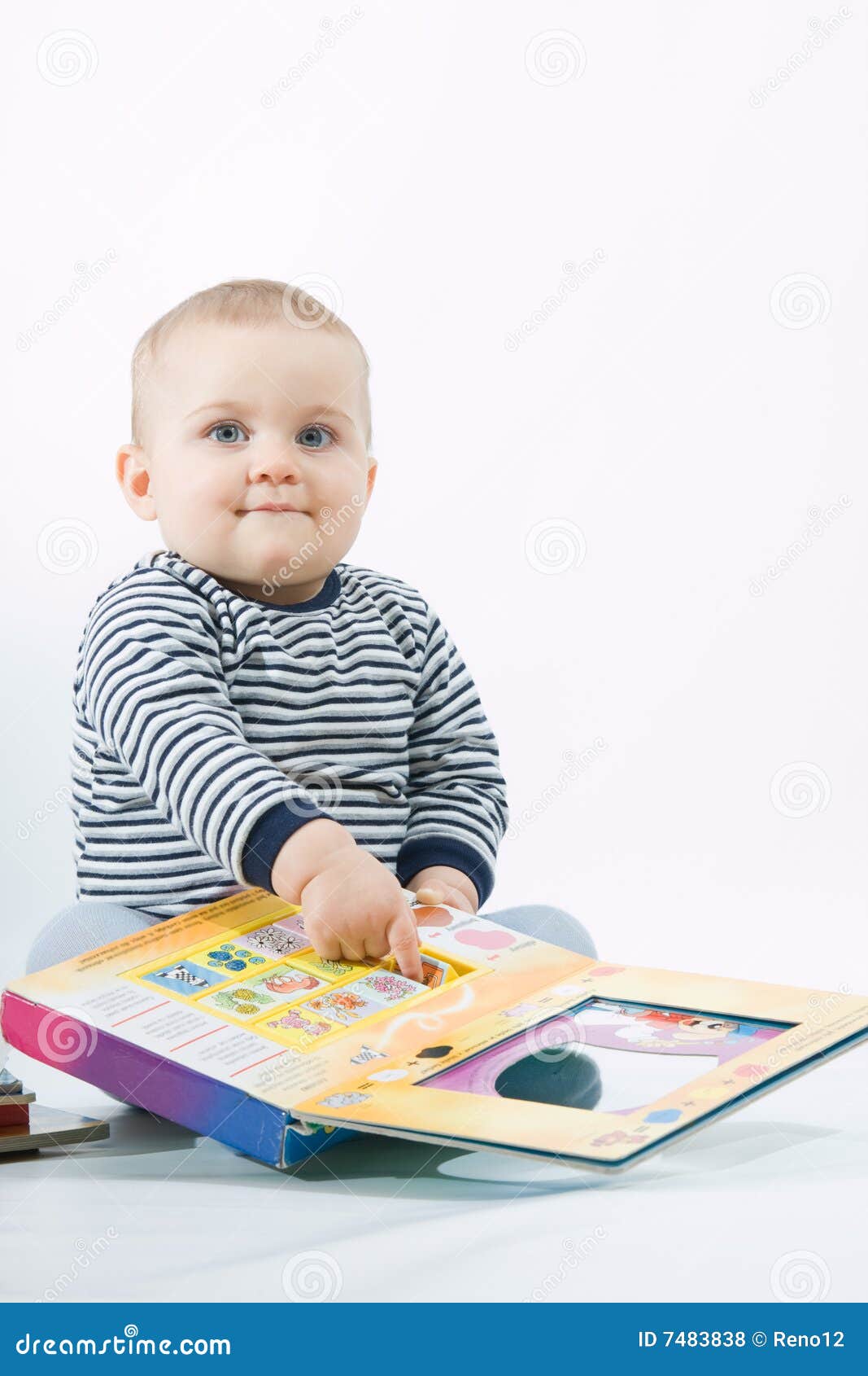 Baby and books stock photo. Image of read, childhood, playing - 7483838