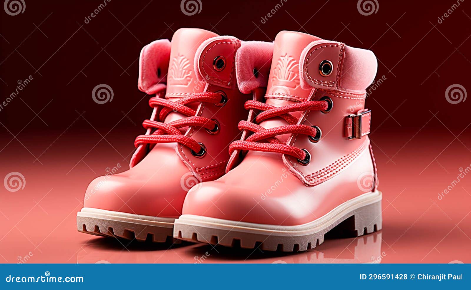 Baby Boots on Light Red Background Stock Photo - Image of pair ...