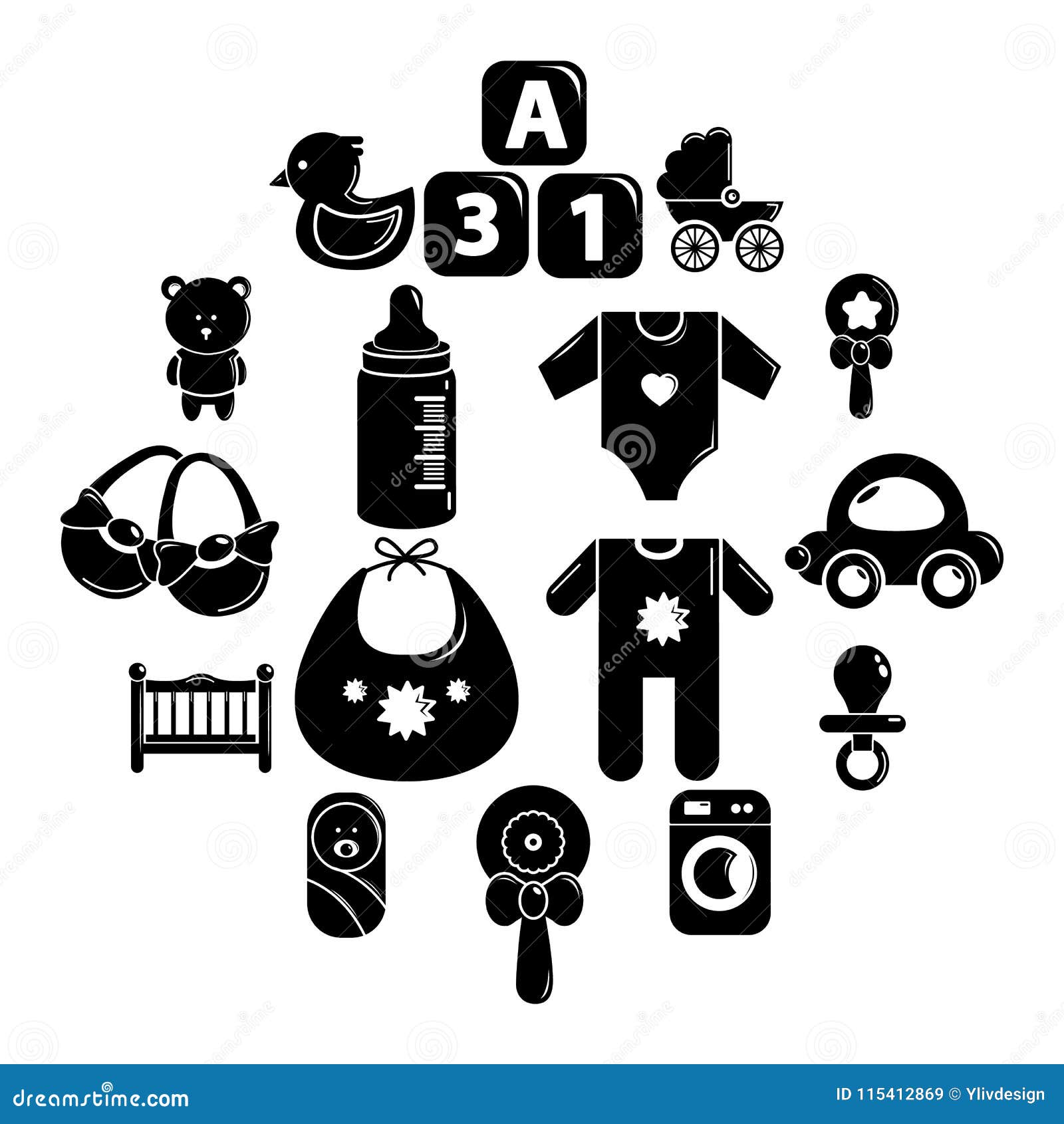 Baby Born Icons Set, Simple Style Stock Vector - Illustration of cute ...