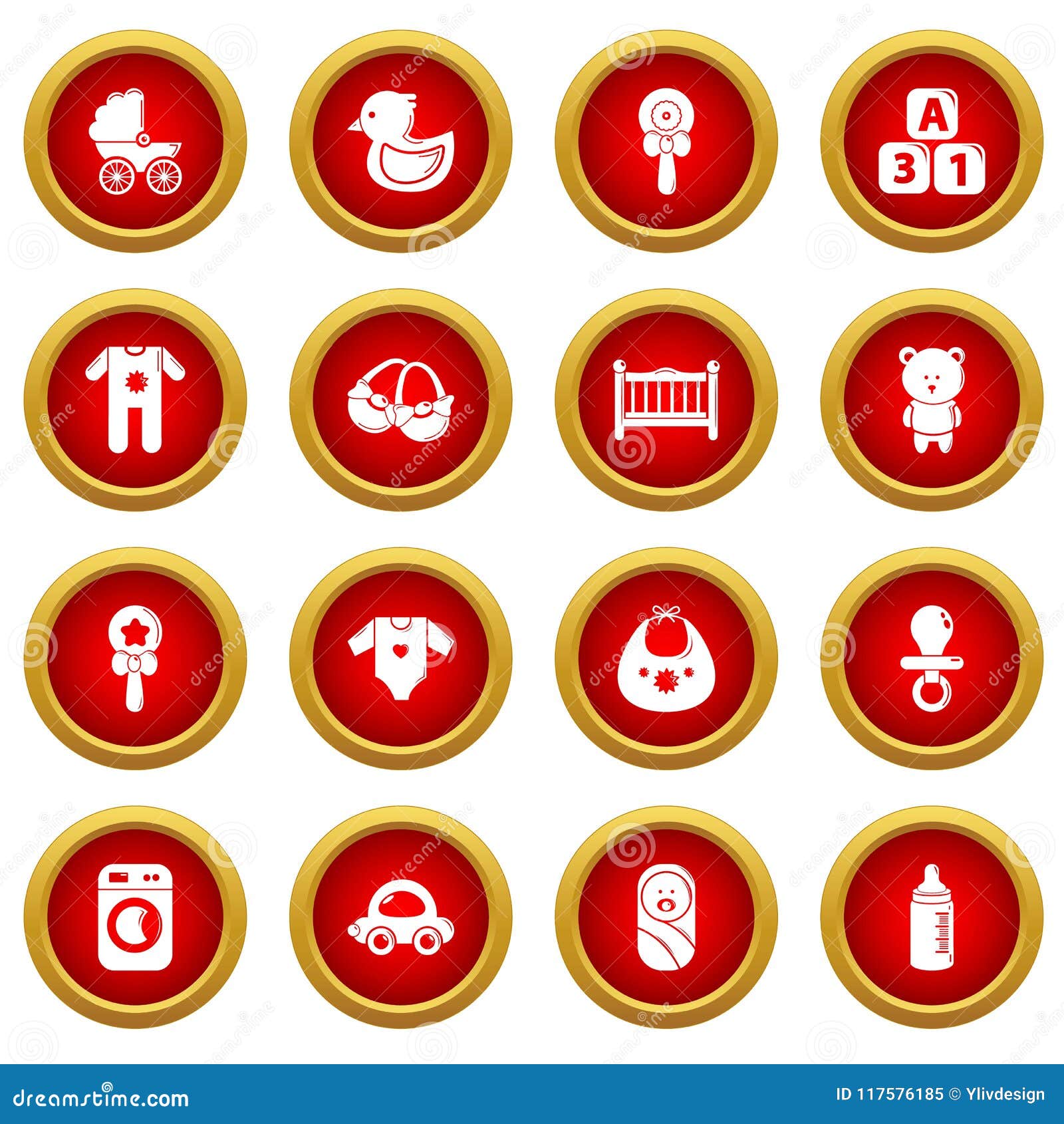 Baby Born Icons Set, Simple Style Stock Vector - Illustration of nipple ...