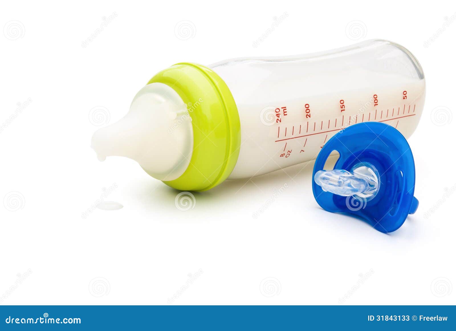 Baby Bottle and Blue Pacifier Stock Image - Image of plastic, milk ...