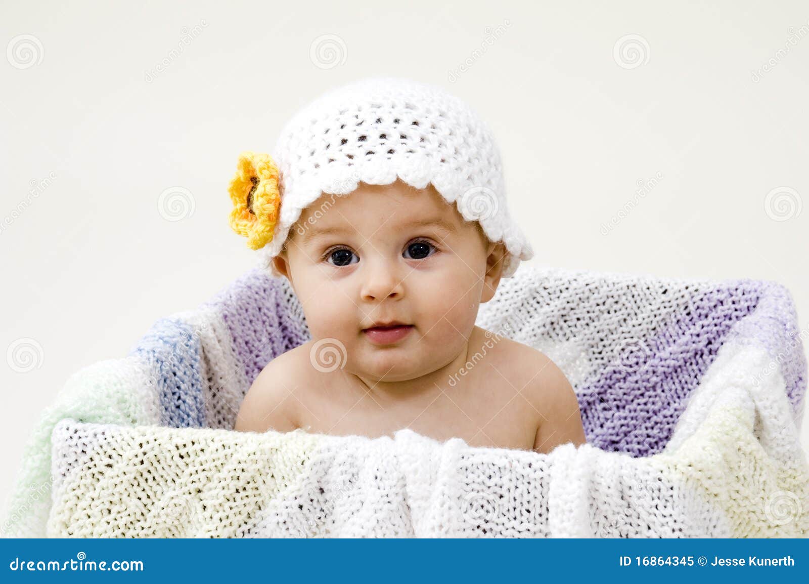 Baby in Box stock image. Image of cute, crochet, expression - 16864345