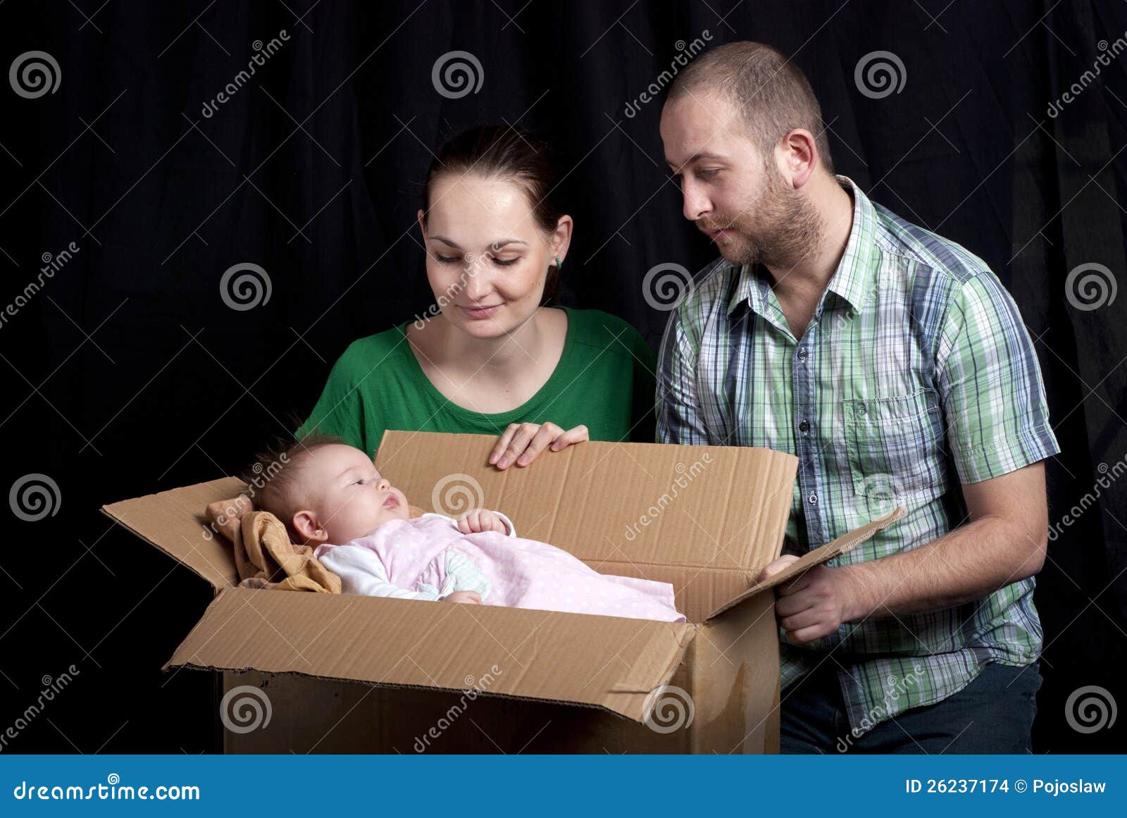 Baby in box stock photo. Image of daughter, black, little - 26237174