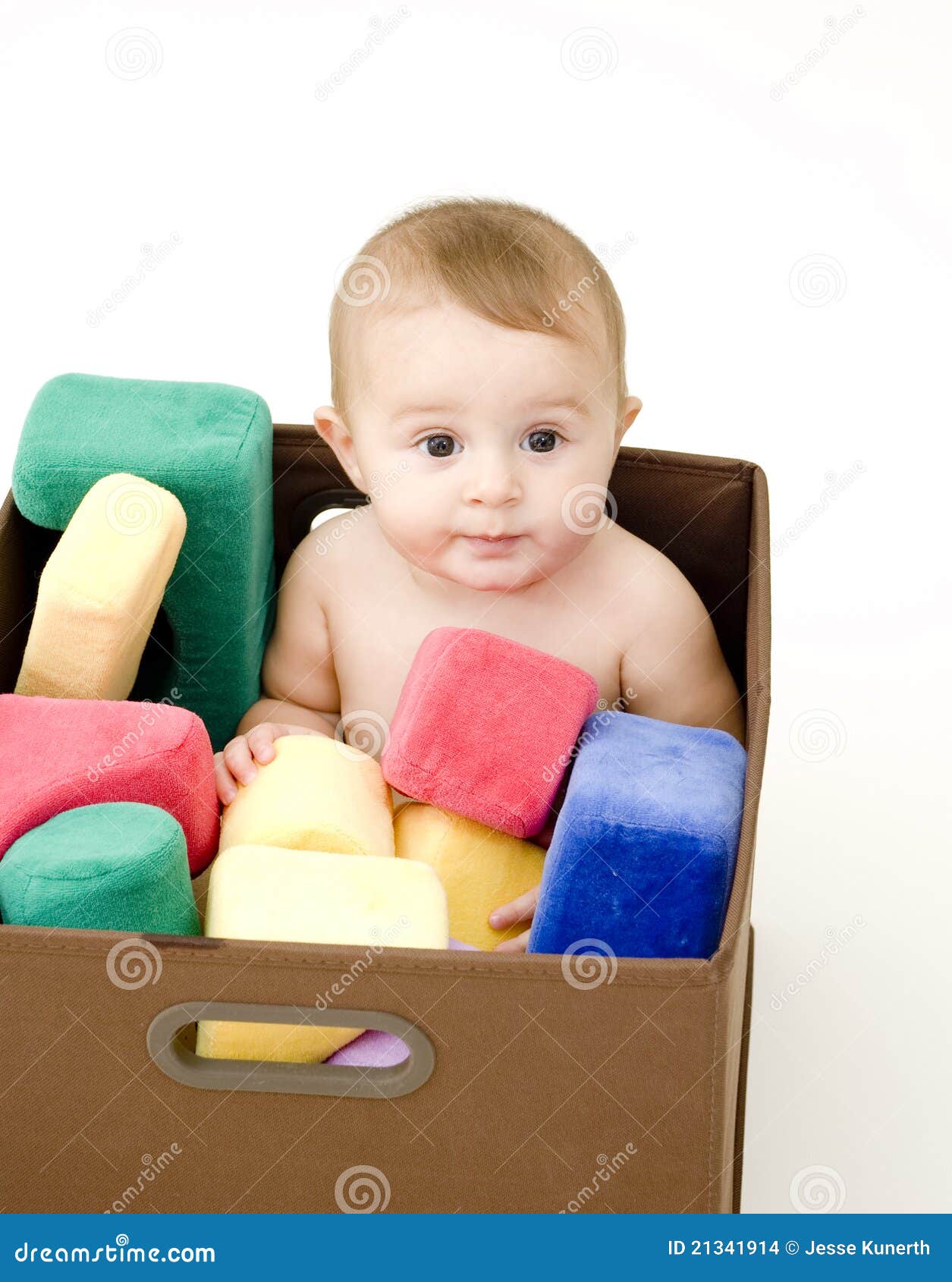 Baby in Box of Toys stock photo. Image of infant, girl - 21341914