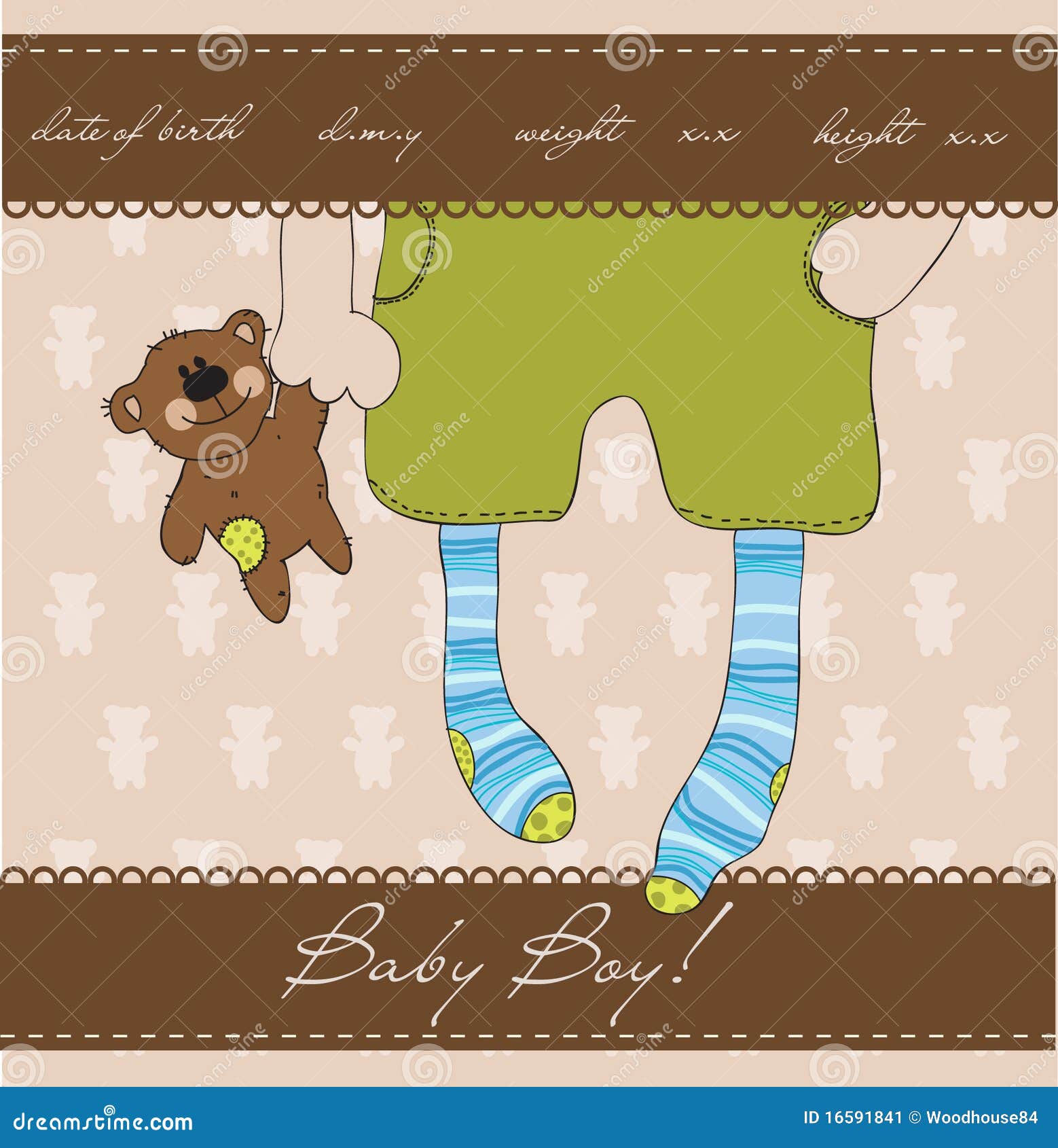 Baby Boy Arrival Announcement Card Cartoon Vector | CartoonDealer.com ...