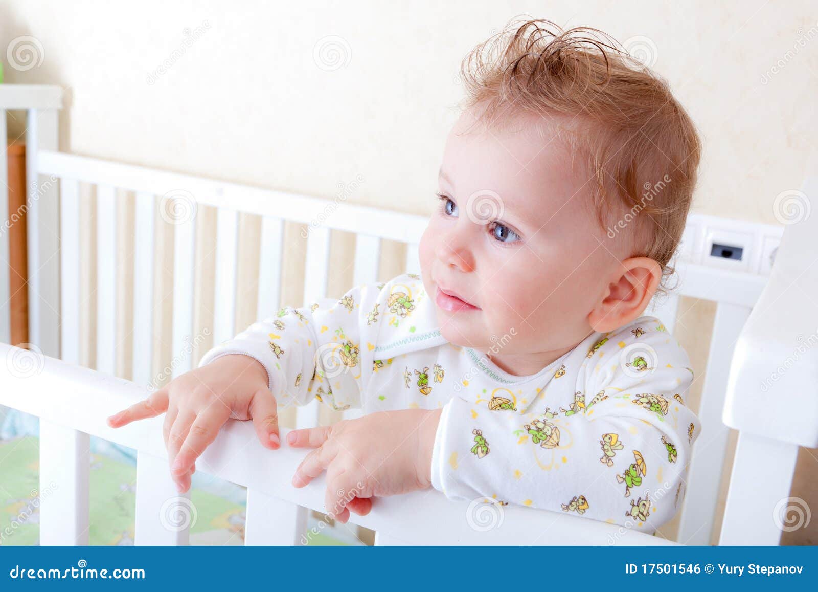 Baby boy in the bad stock photo. Image of childhood, cute - 17501546