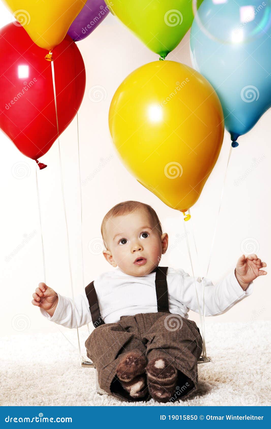 Baby boy with balloons. stock photo. Image of childhood - 19015850