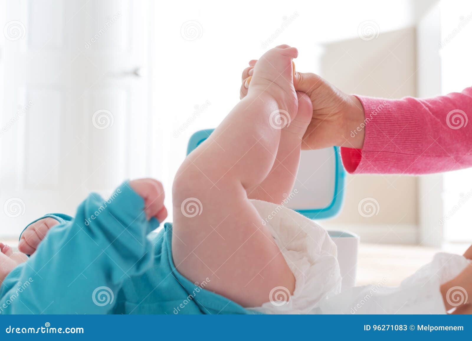 Baby Boy Being Cared for by His Mother Stock Image - Image of love ...