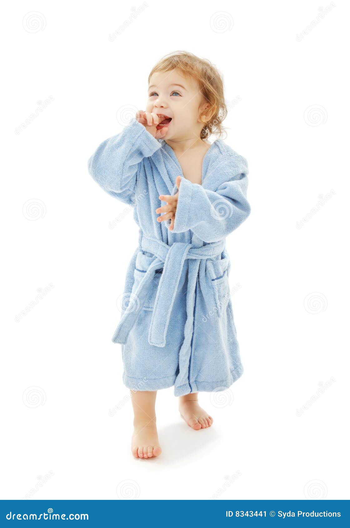Baby boy in blue robe stock image. Image of male, isolated - 8343441