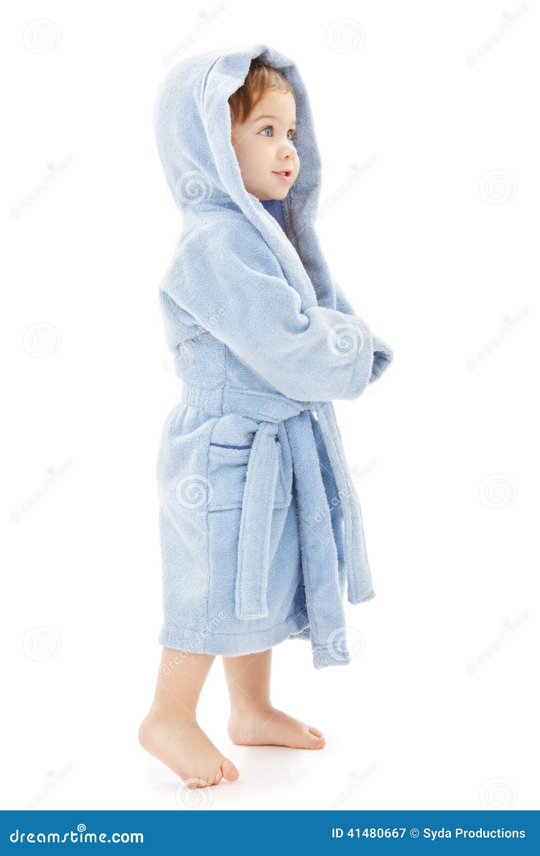 Baby boy in blue robe stock image. Image of isolated - 41480667