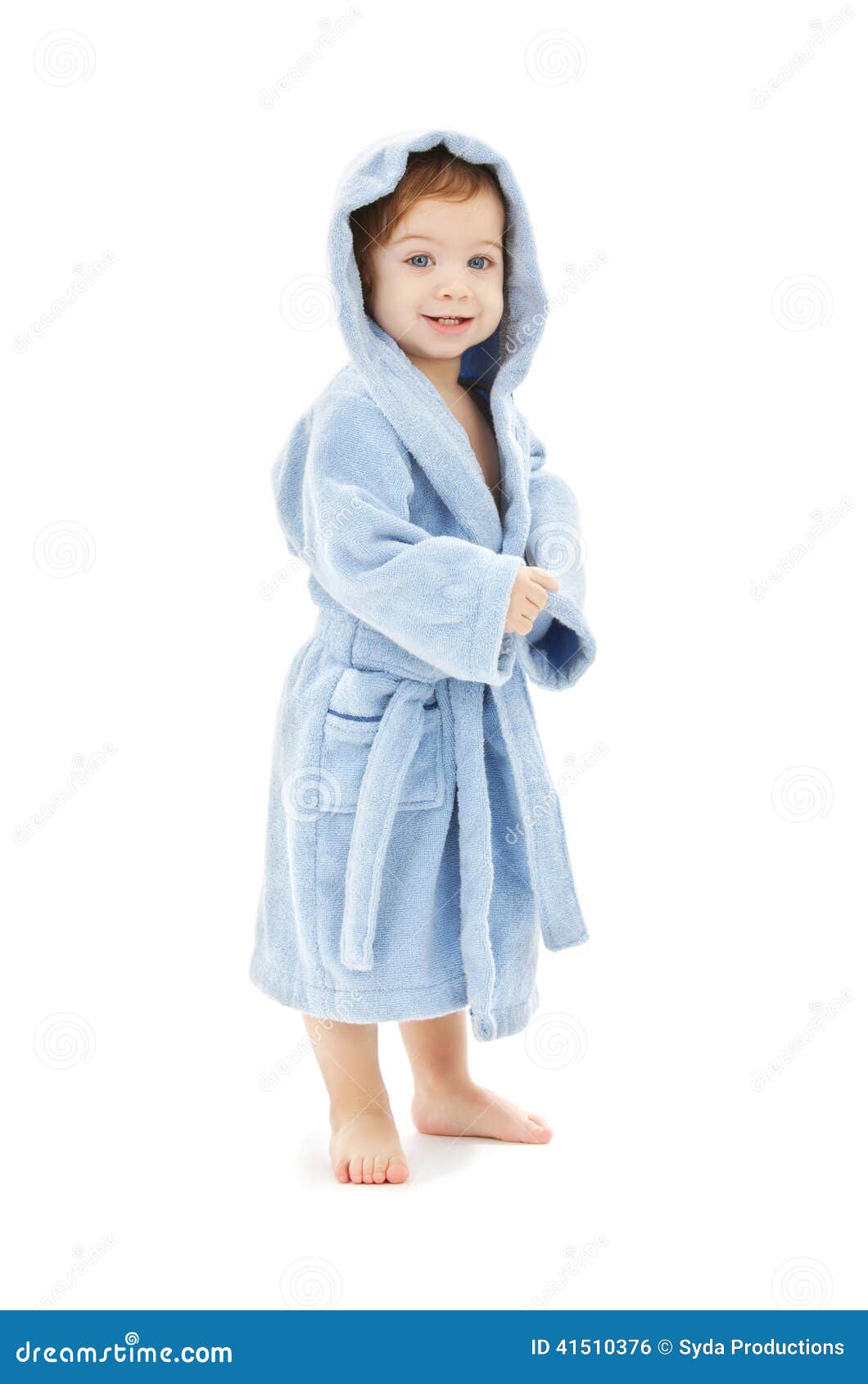 Baby boy in blue robe stock photo. Image of eyed, clean - 41510376