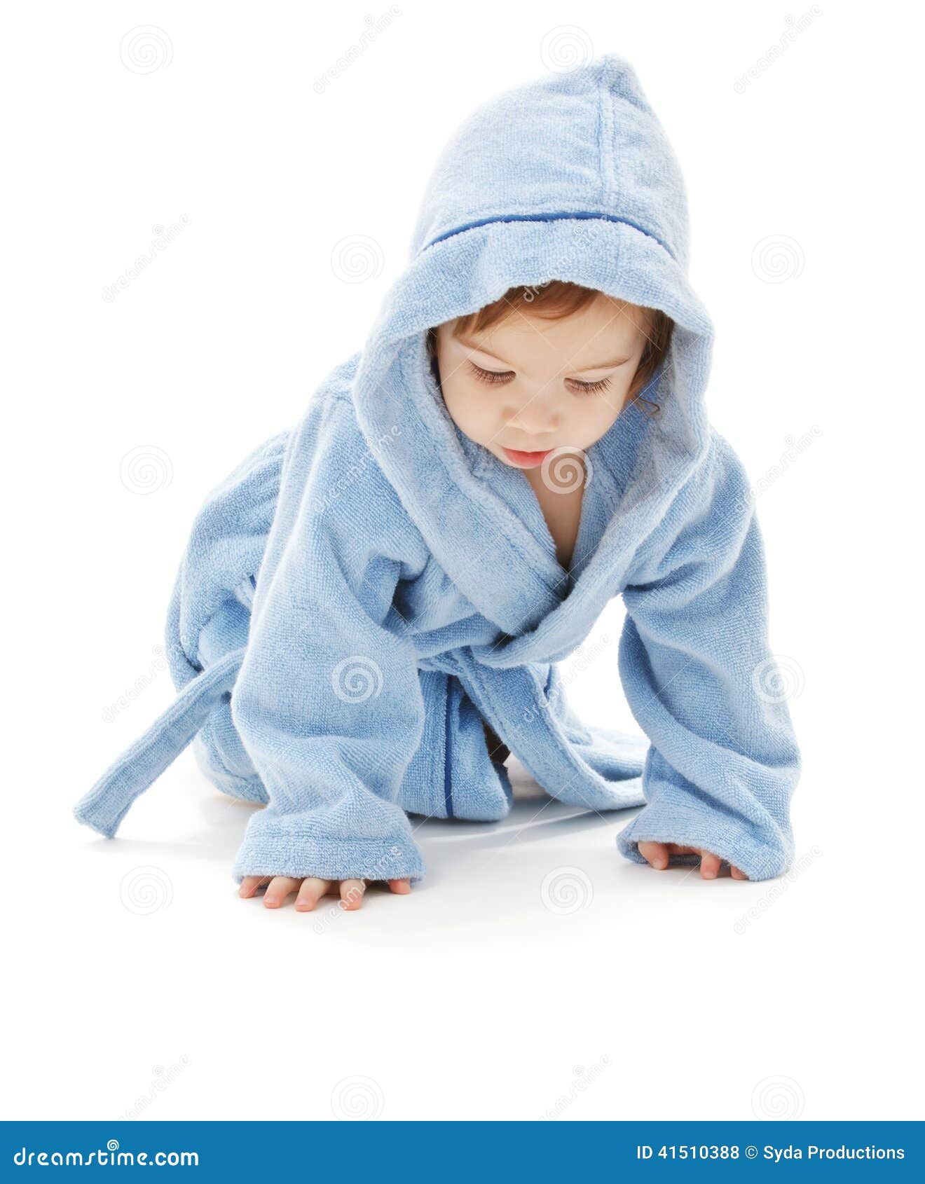 Baby boy in blue robe stock photo. Image of cute, concentrated - 41510388