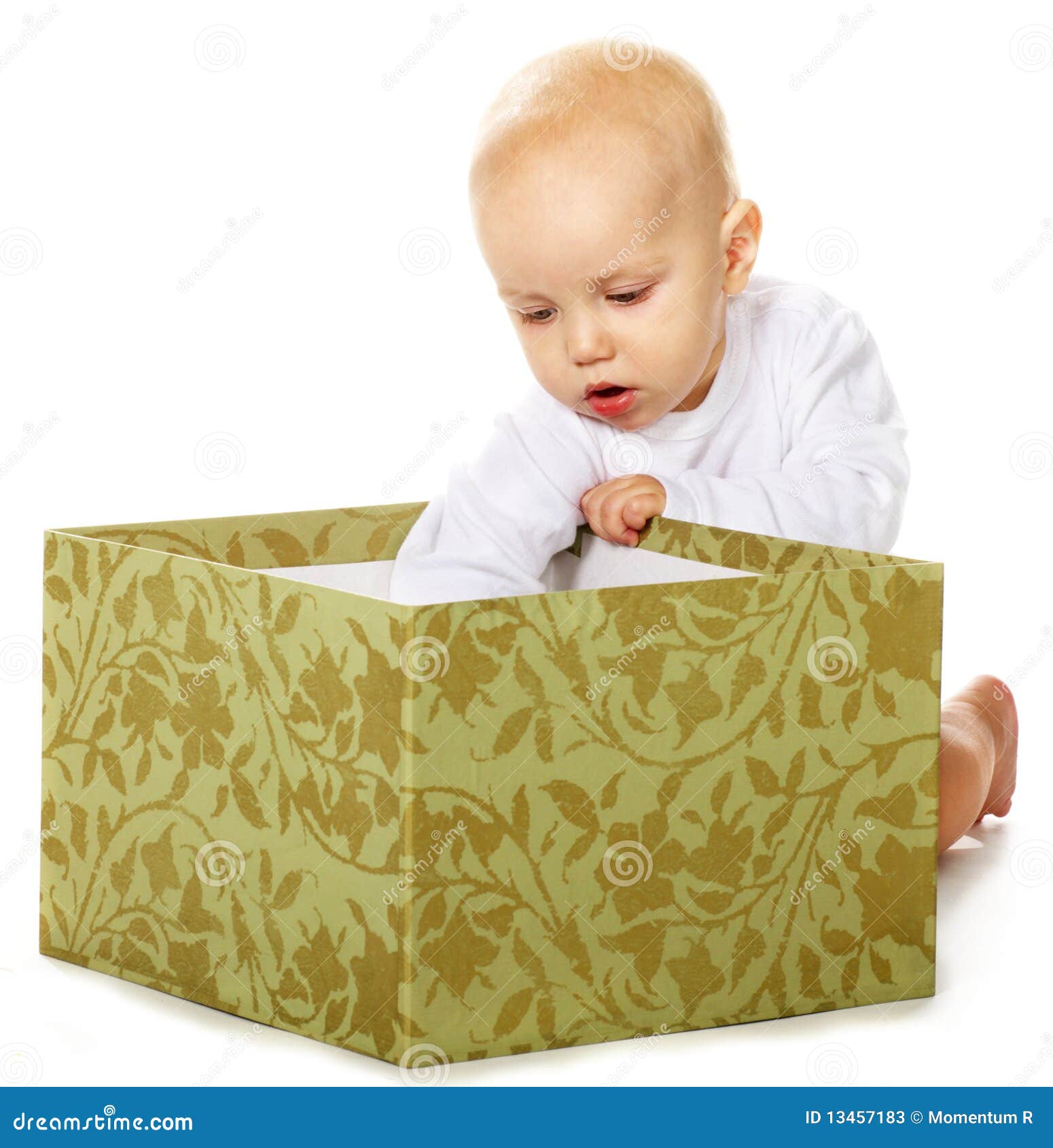 Baby boy with box stock image. Image of present, packing - 13457183