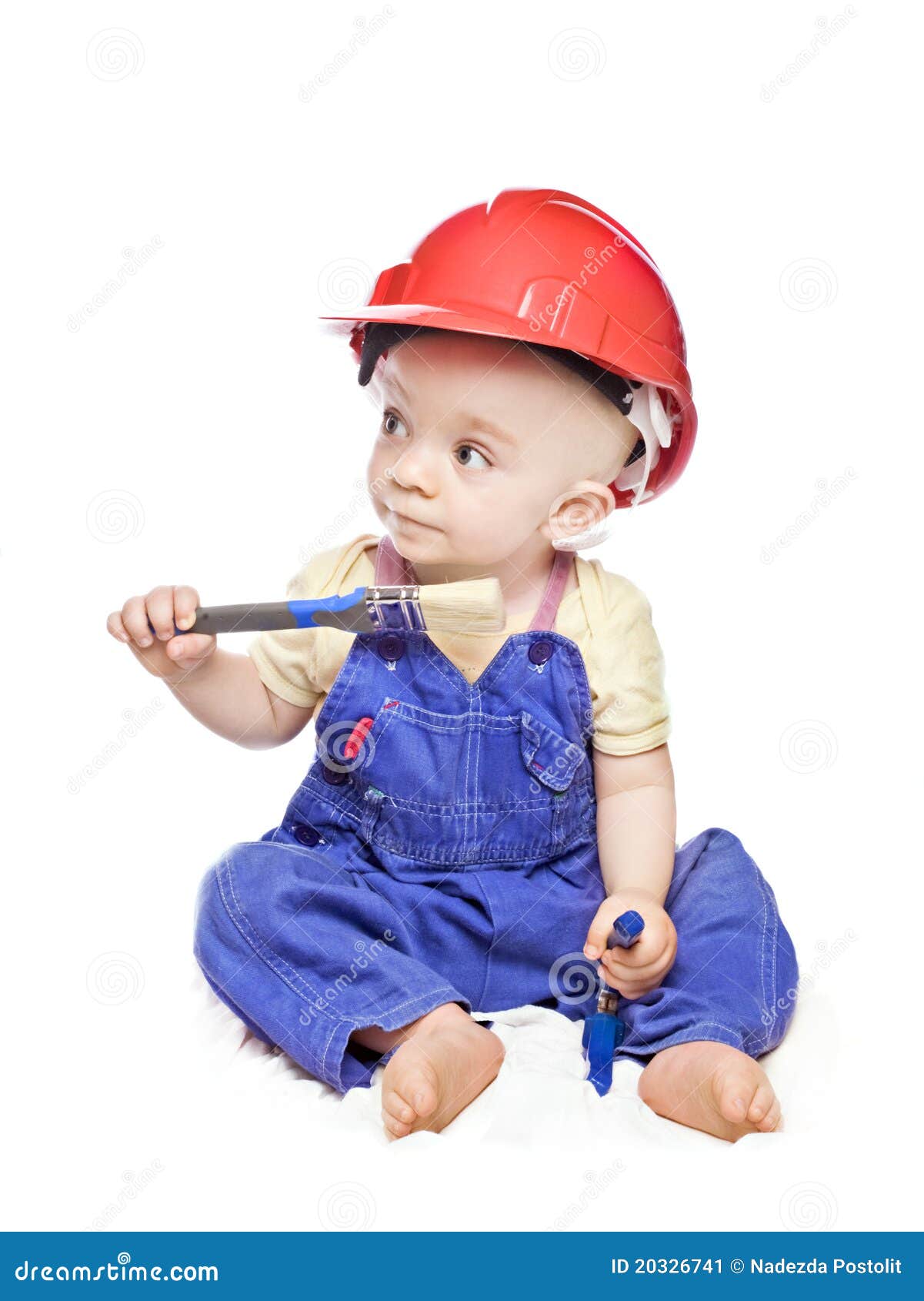 Baby Boy in a Builder Dress Stock Image - Image of isolated, caucasian ...