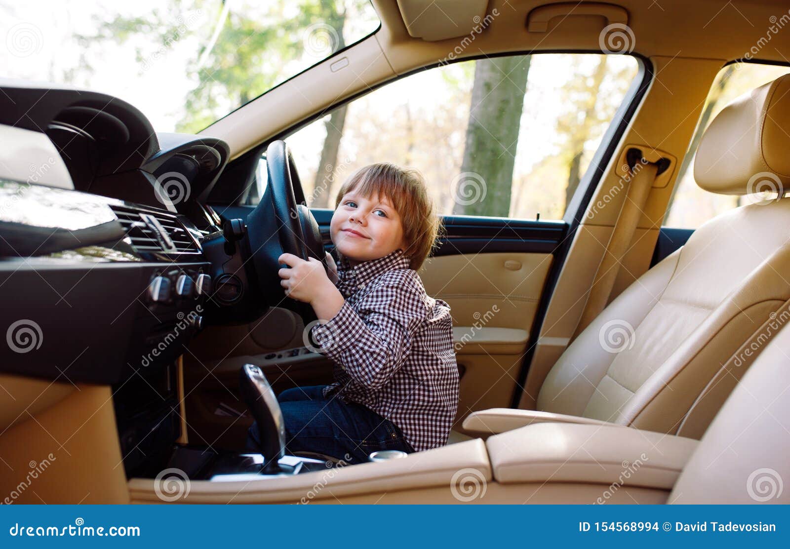 Baby Boy in the Car Behind the Wheel. Stock Photo - Image of drive ...